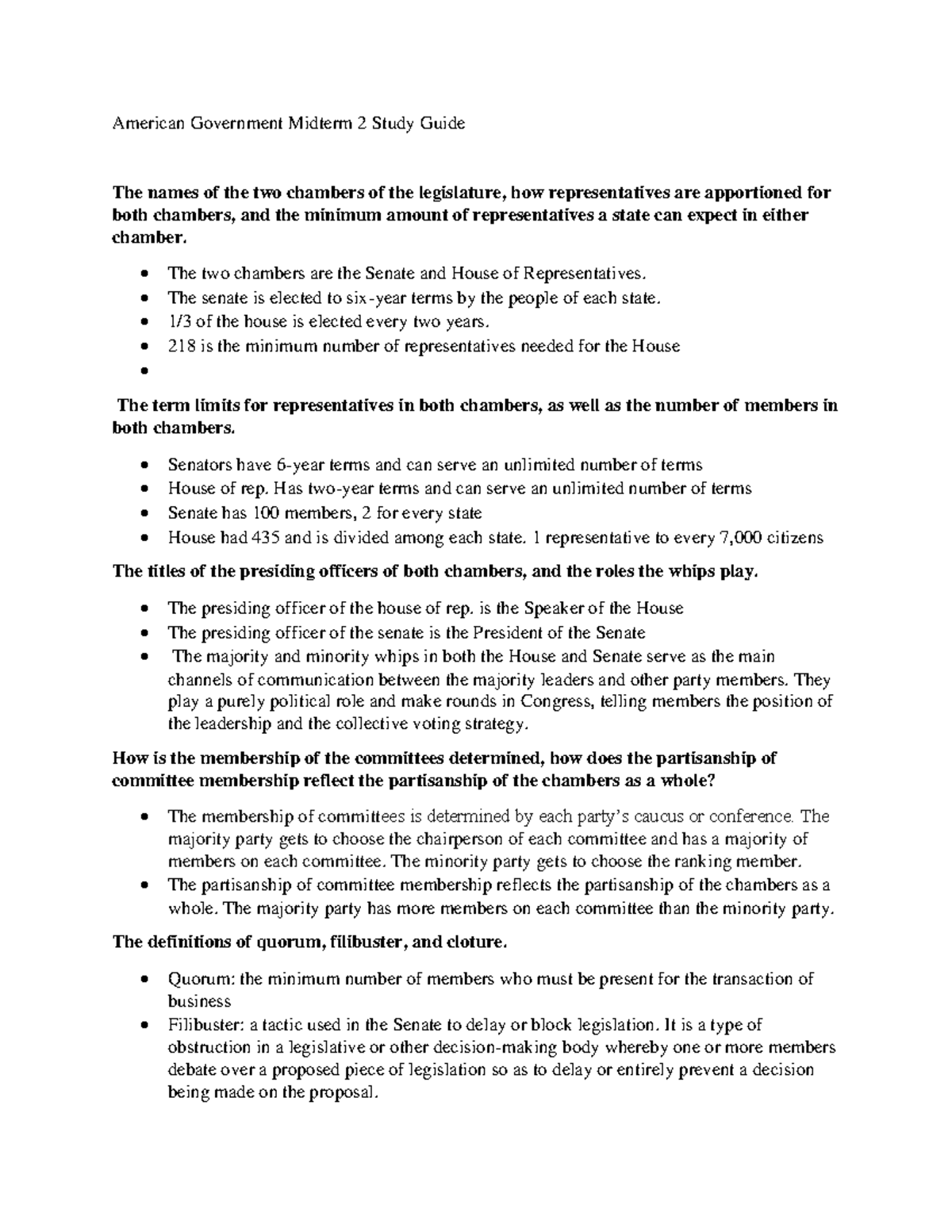 American government - Notes from lectures - American Government Midterm ...