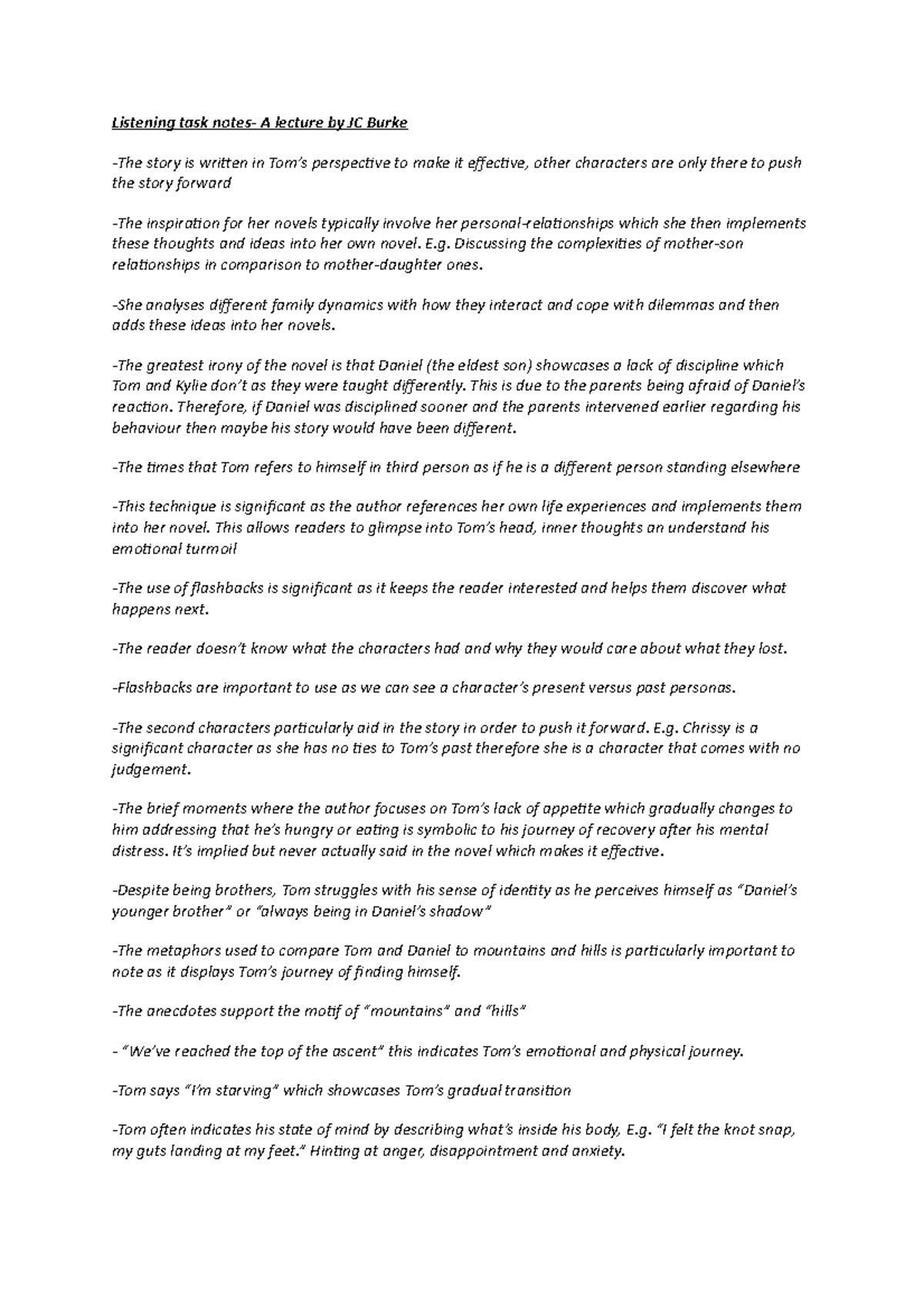 Listening task notes- A lecture by JC Burke - E. Discussing the ...