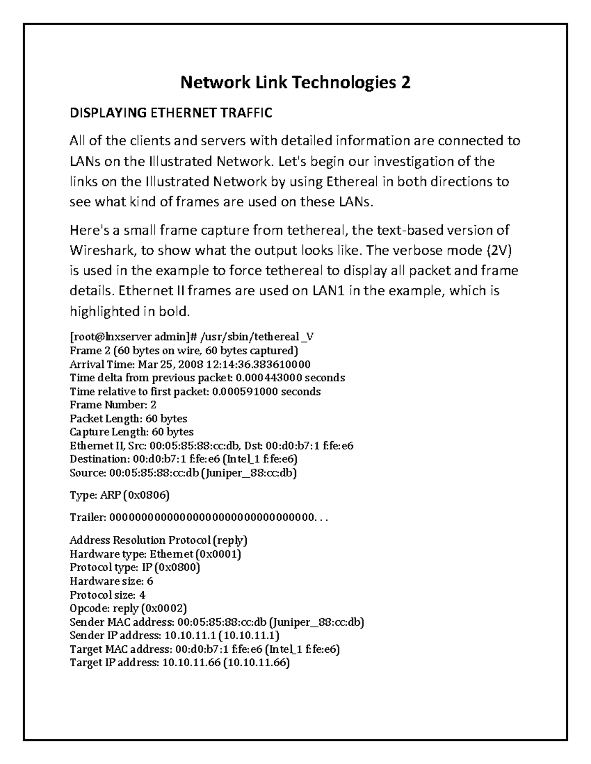 Network Link Technologies 2 - Let's begin our investigation of the ...