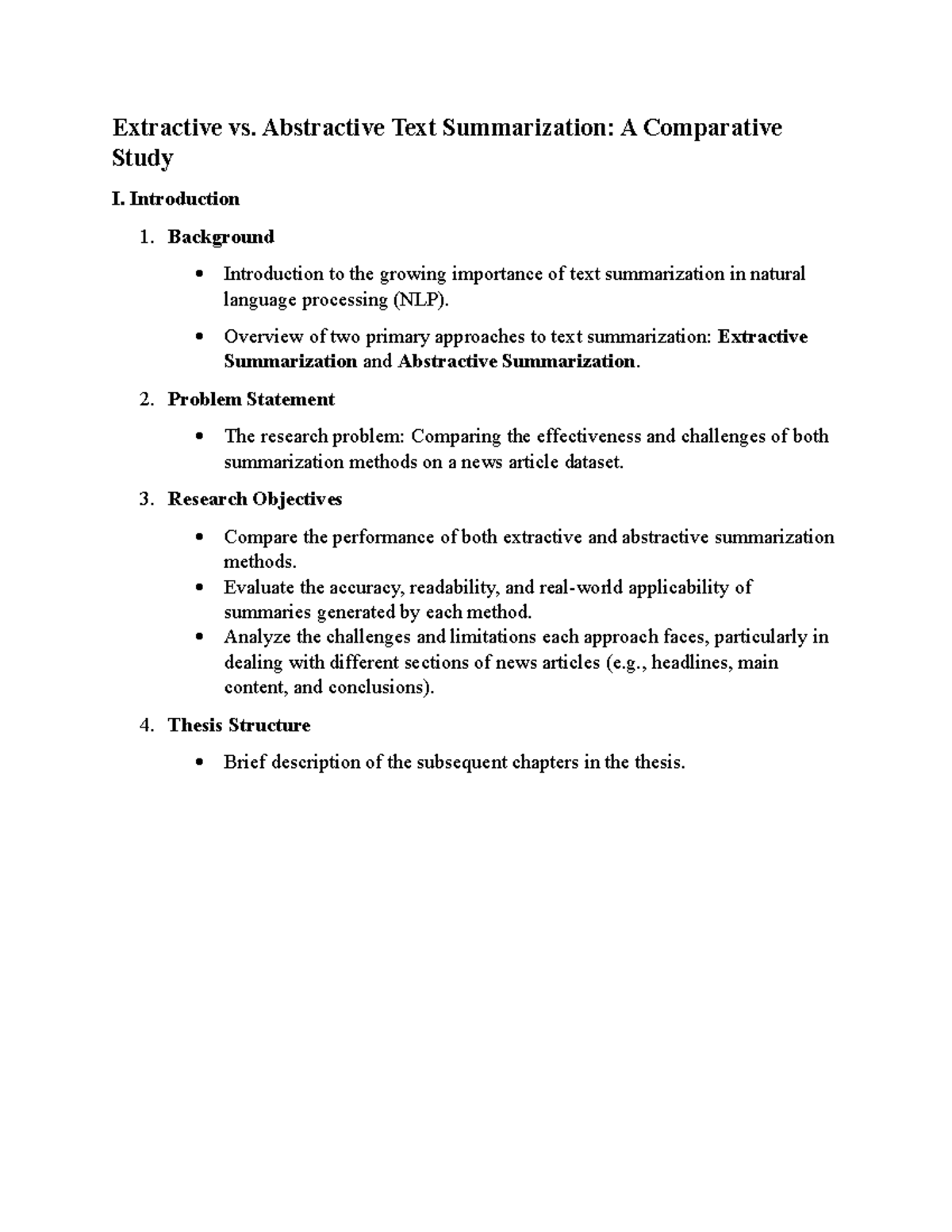 Outline - hay - Extractive vs. Abstractive Text Summarization: A ...