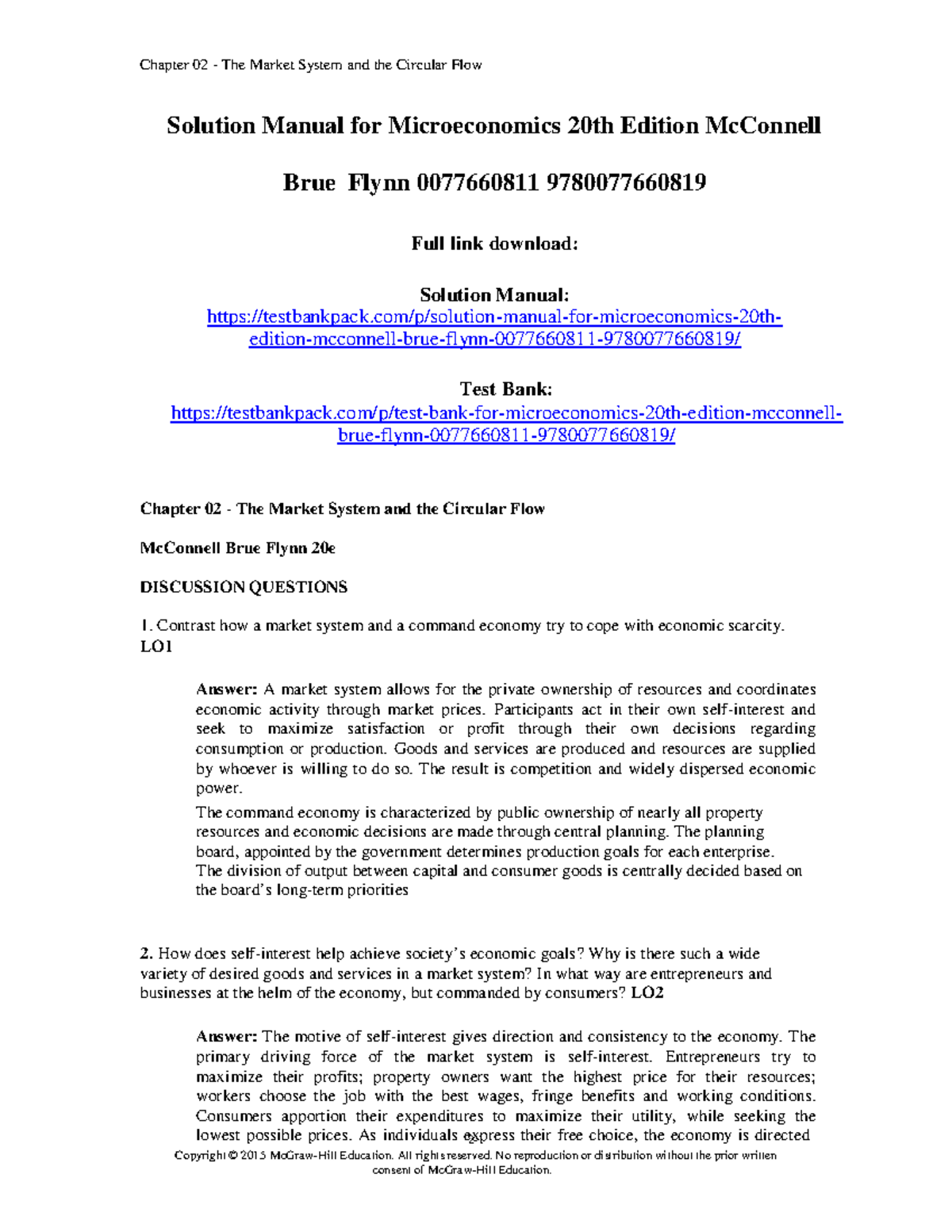 Answer chapter 2 - KEY QUESTION - 2 - 1 Copyright © 2015 McGraw-Hill ...