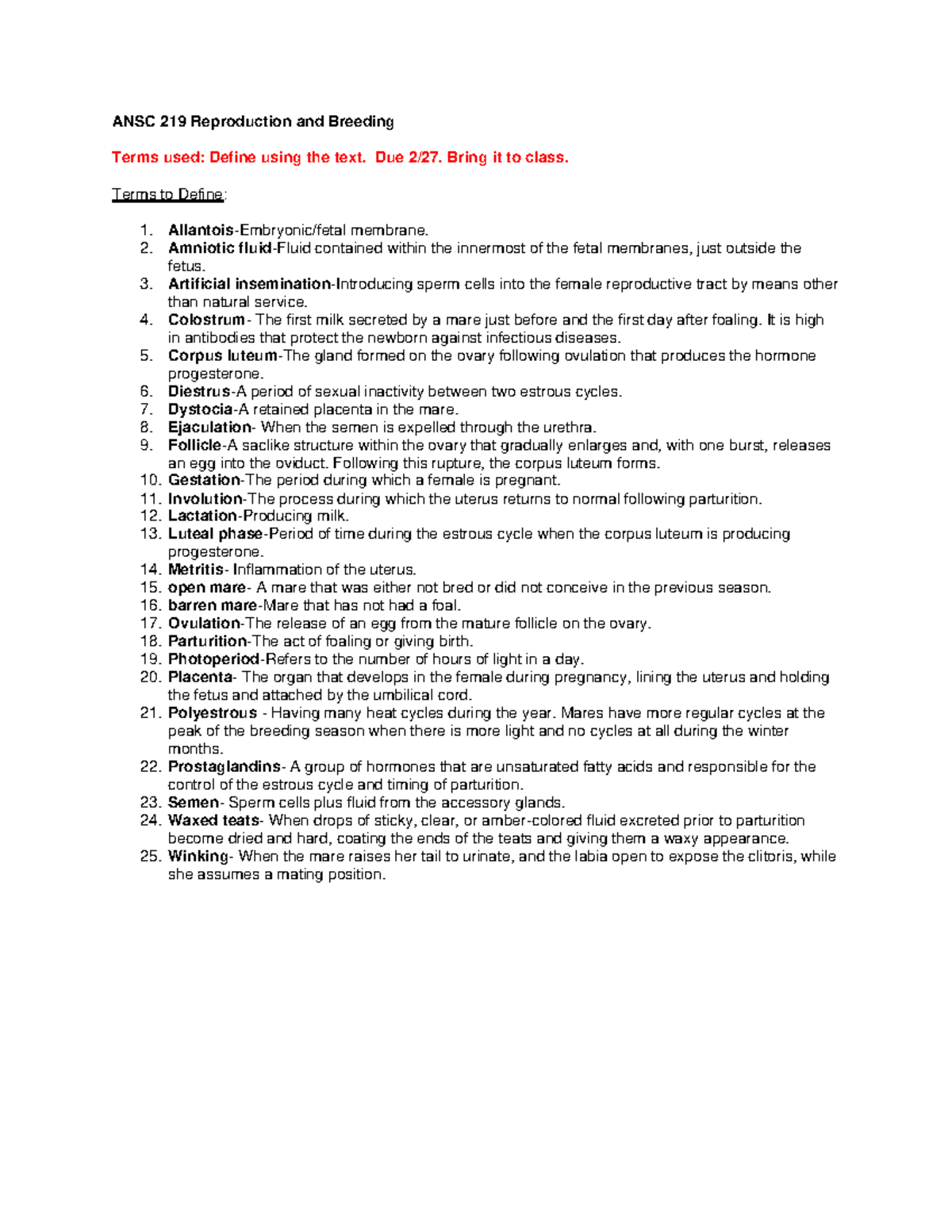 ANSC 219 Reproduction and Breeding - ANSC 219 Reproduction and Breeding ...