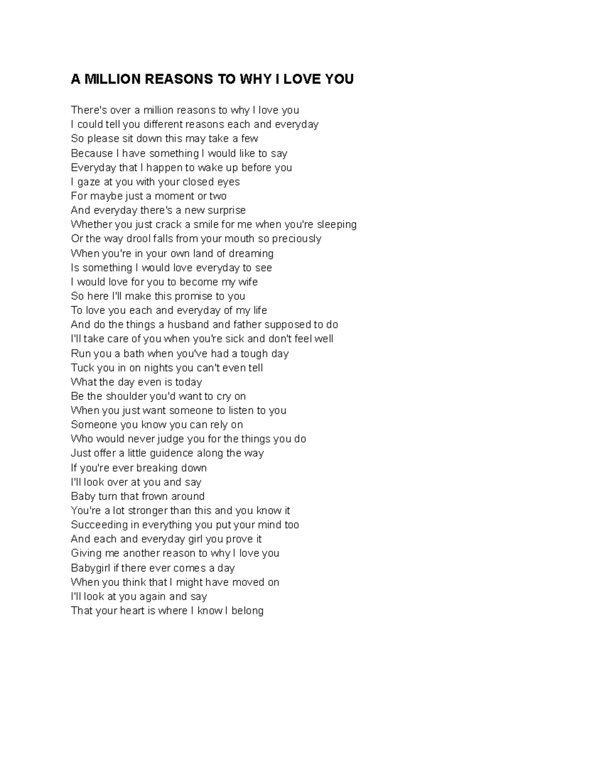 poetry assignment - A MILLION REASONS TO WHY I LOVE YOU There's over a ...
