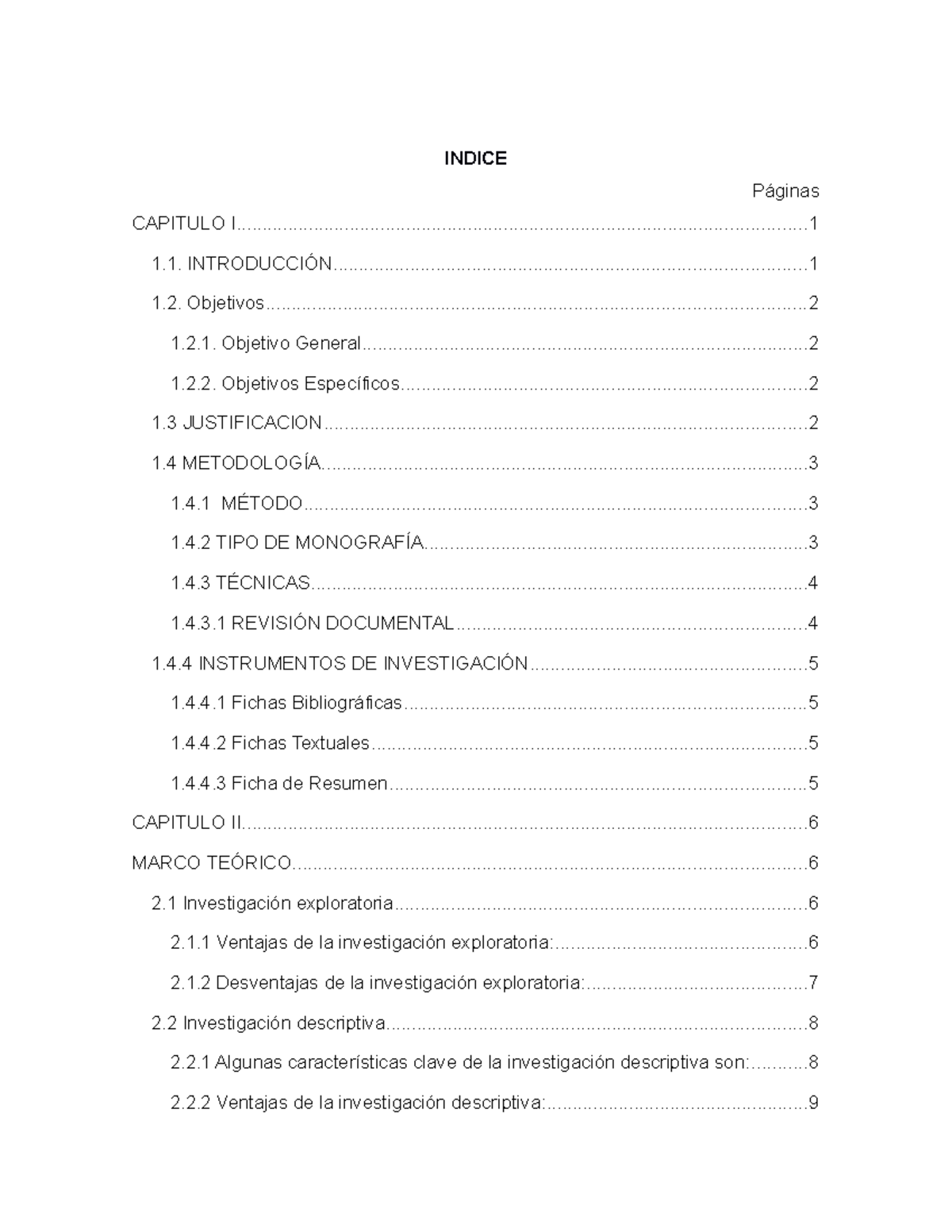 Tipos DE Investigacion - INDICE CAPITULO - Studocu
