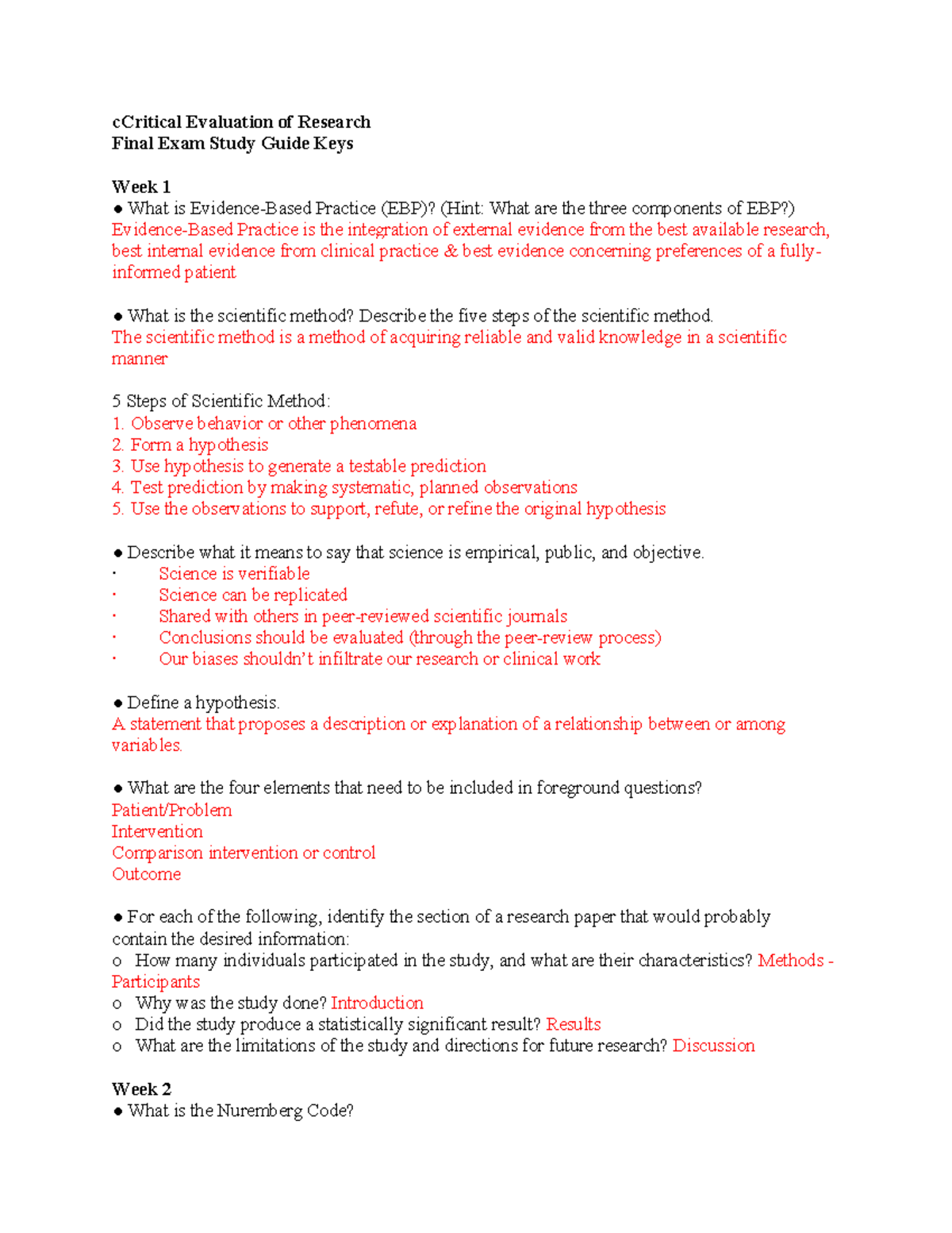 Critical Eval Study Guide Key F20 - cCritical Evaluation of Research ...