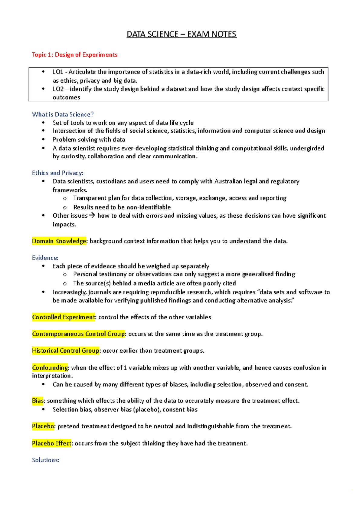 Data Lecture Notes Compress Data Science Exam Notes Topic 1 Design