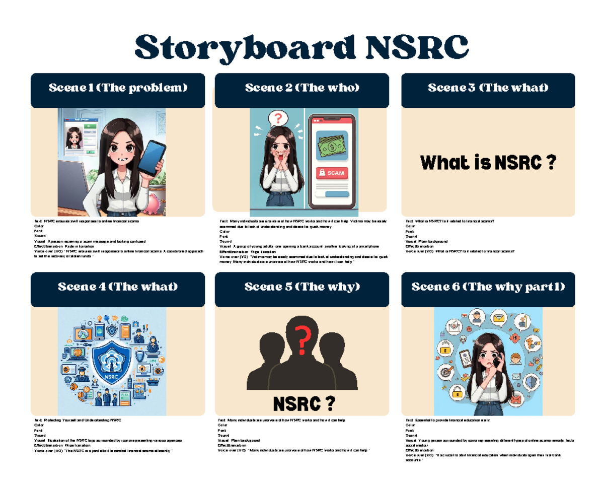 COM269 Storyboard NSRC - Scene 1 (The problem) Scene 2 (The who) Scene ...