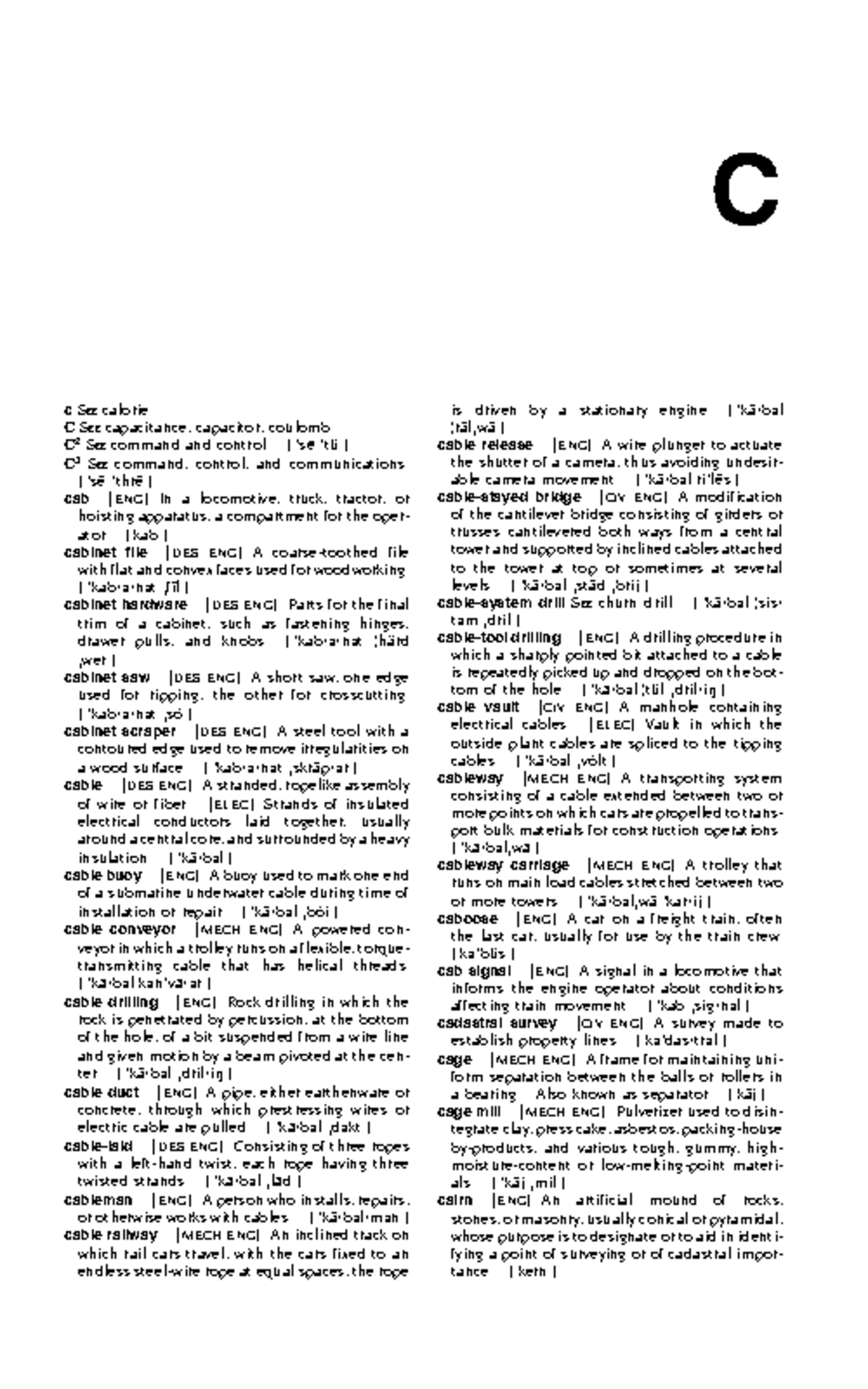Dictionary of Engineering C1 - C c See calorie. is driven by a ...