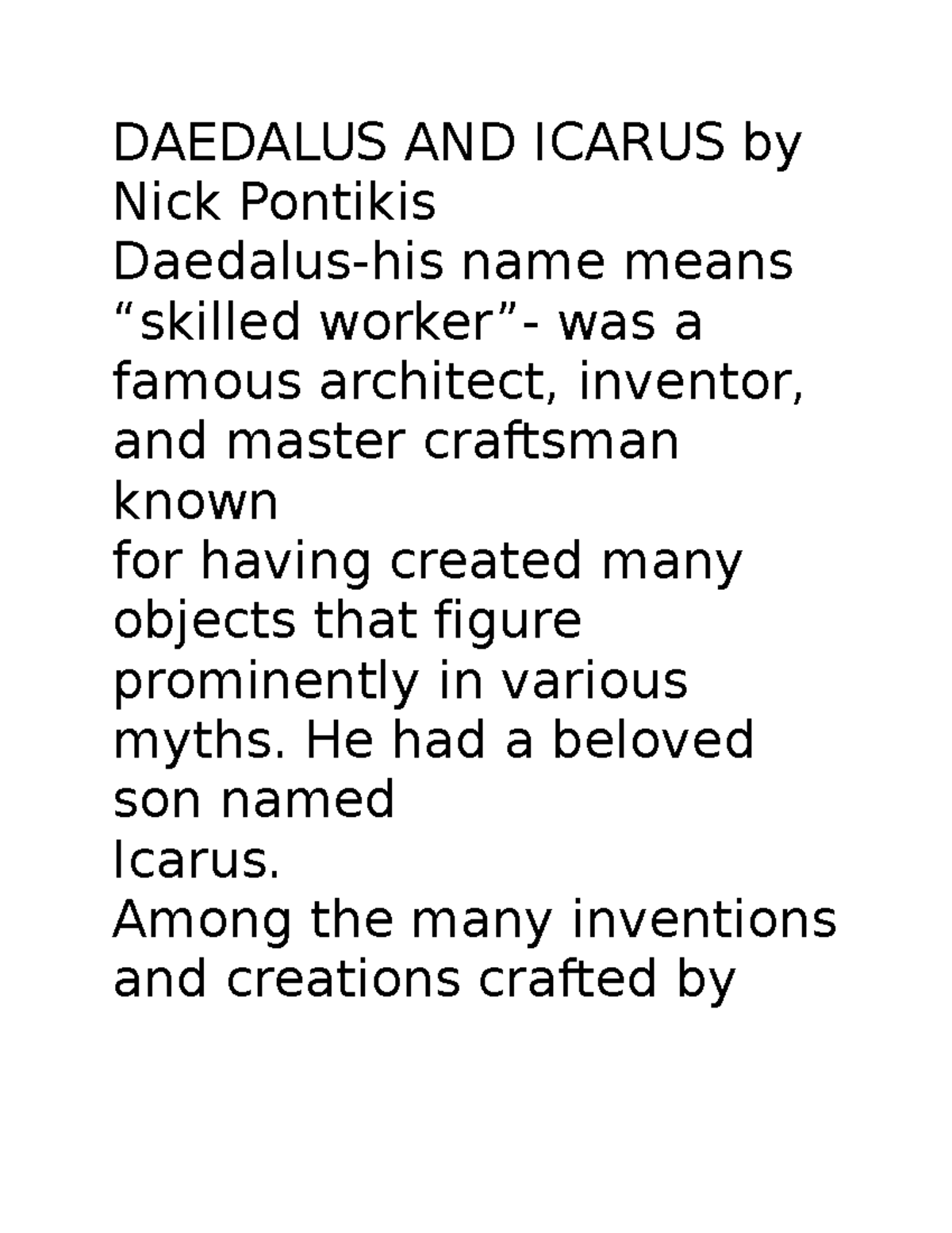 Daedalus AND Icarus by Nick Pontikis - DAEDALUS AND ICARUS by Nick ...