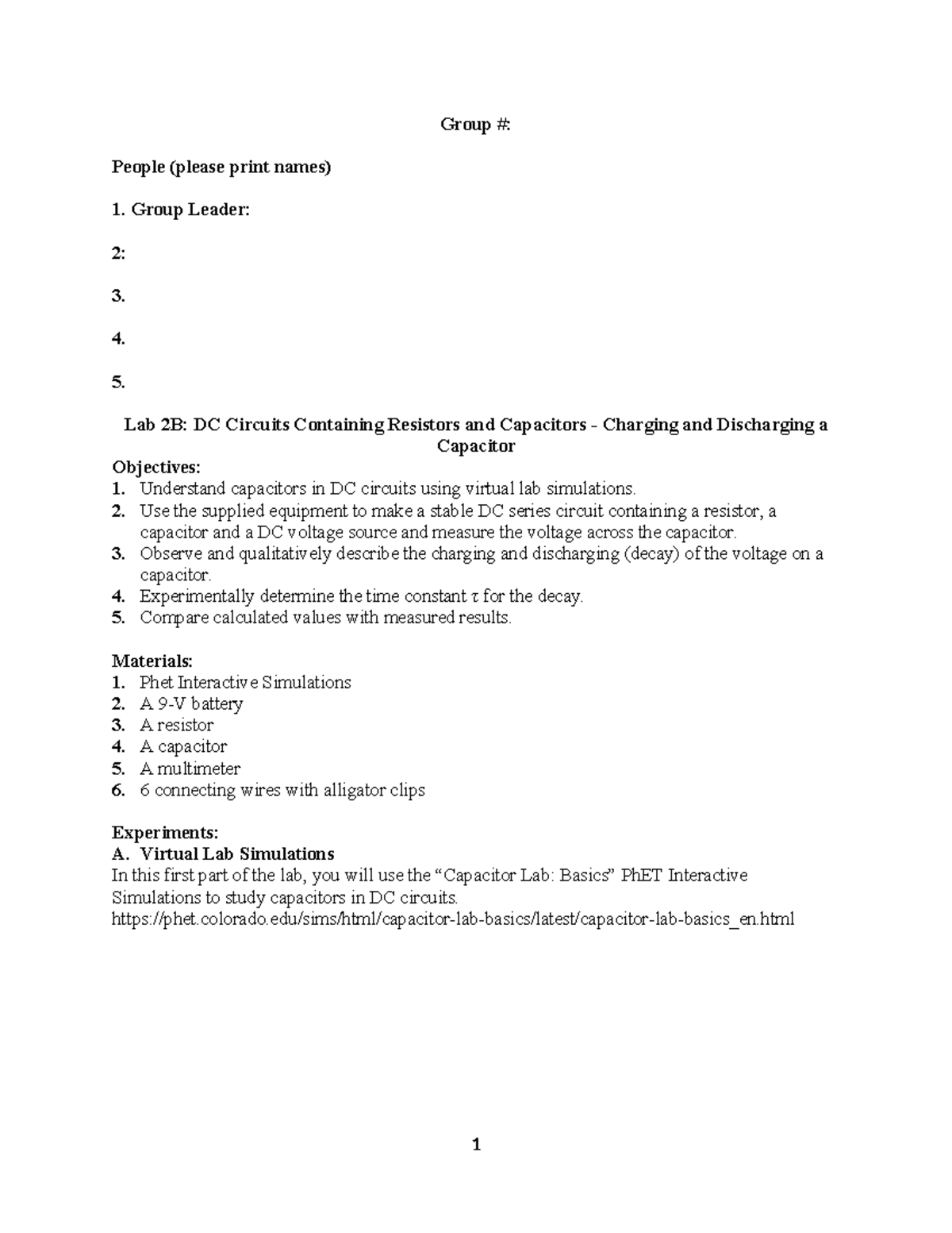 Lab 2B Worksheet - Group #: People (please print names) Group Leader: 2 ...
