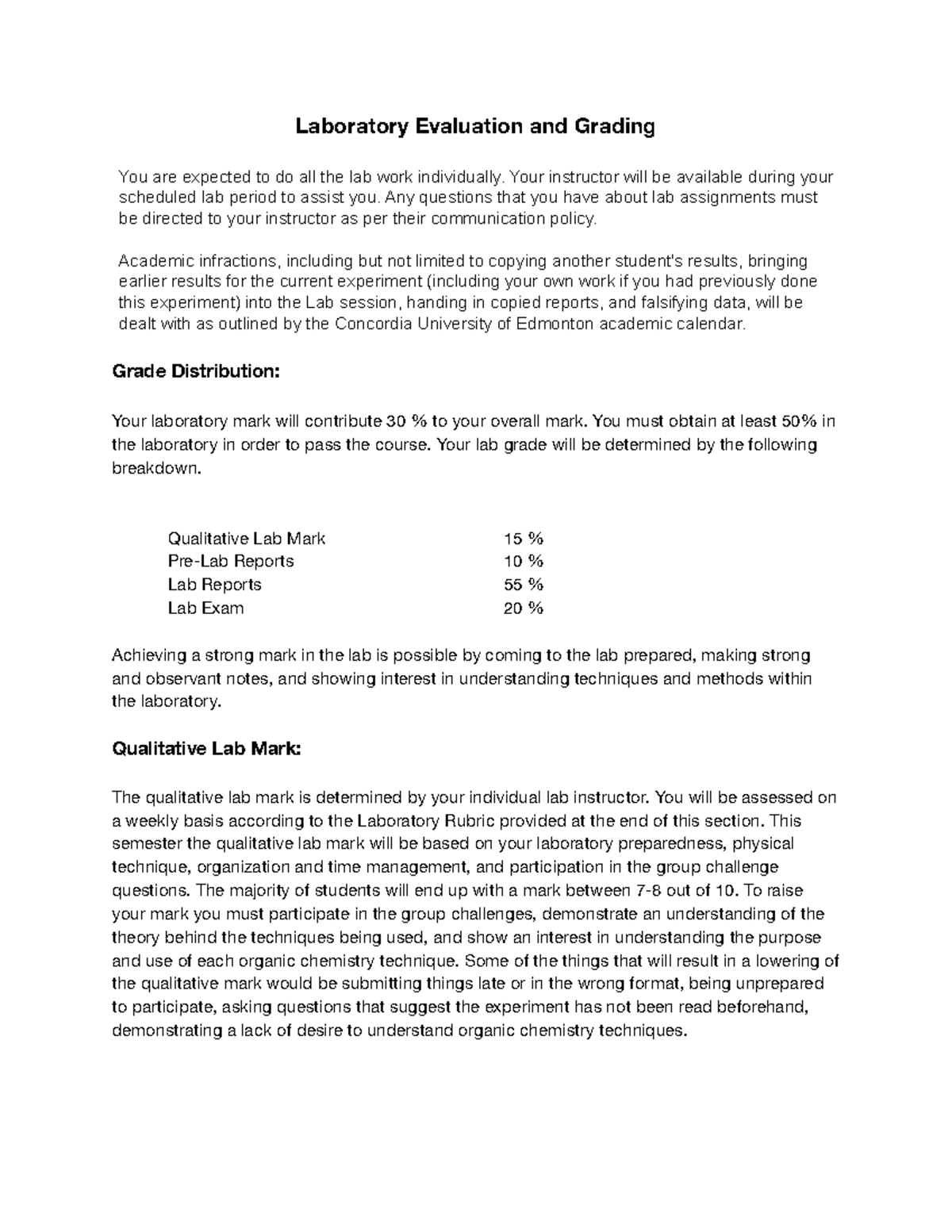 2. Assessment and Laboratory Reports - Laboratory Evaluation and ...