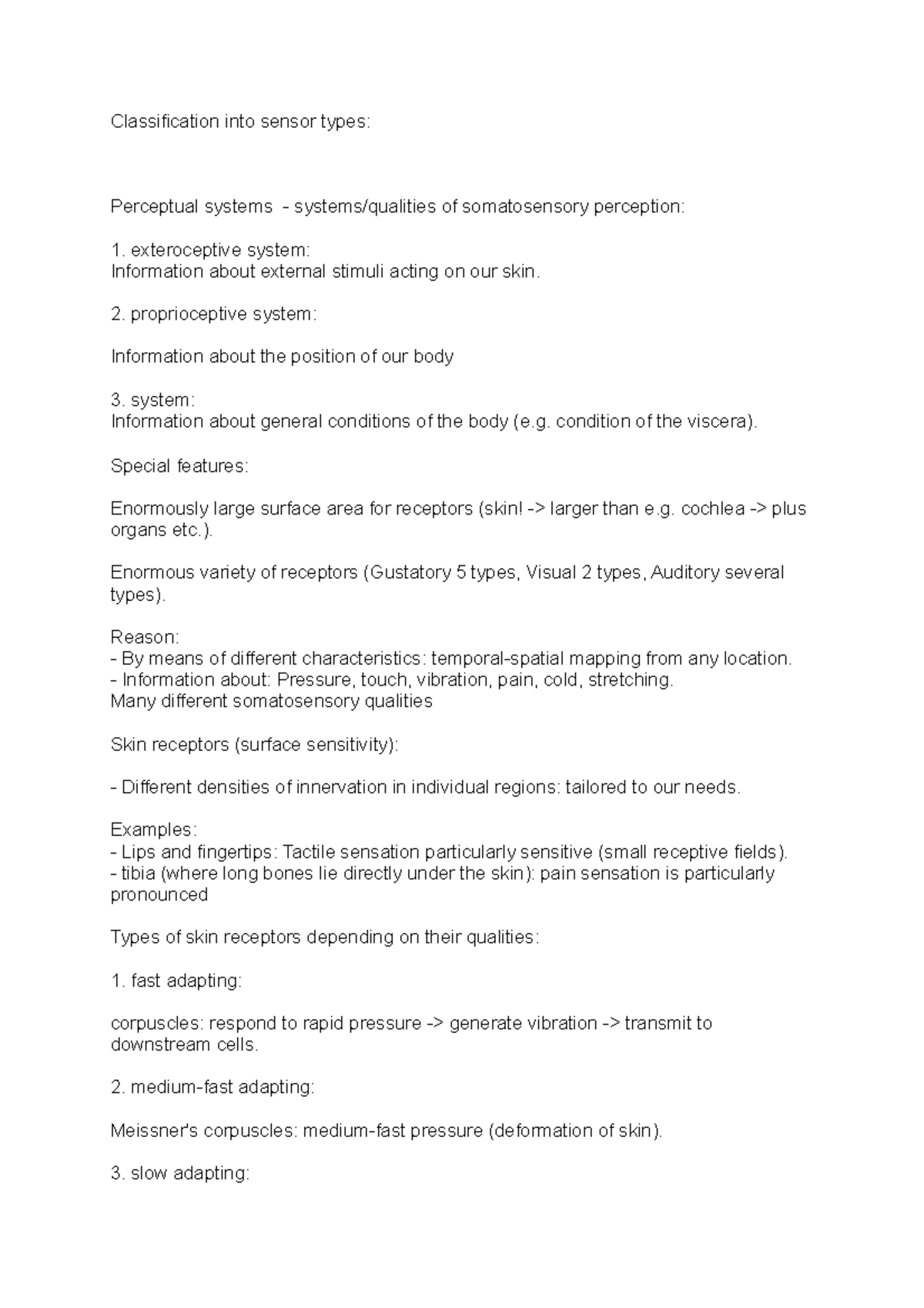 Classification Into Sensor Types Classification Into Sensor Types