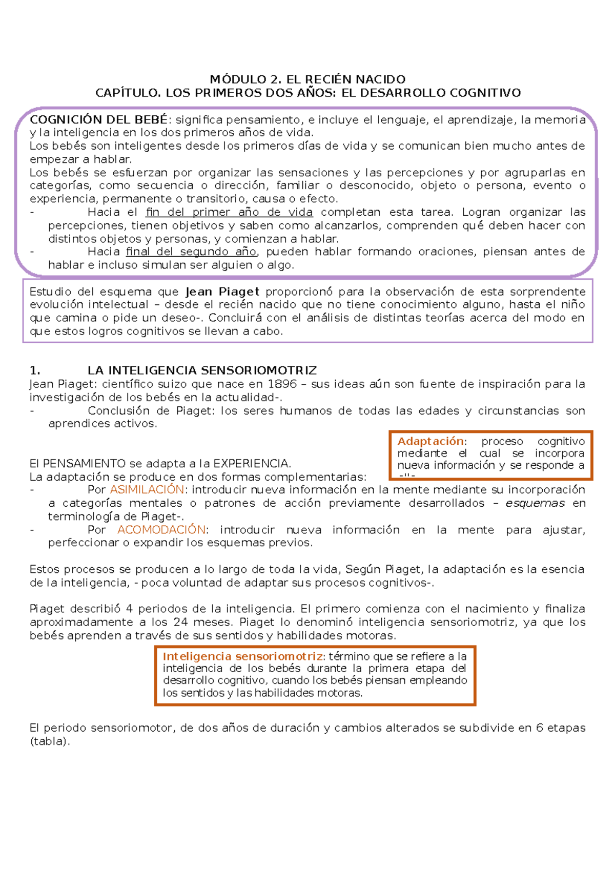 MÓDULO 2. Los primeros 2 años de vida - MÓDULO 2. EL RECIÉN NACIDO ...