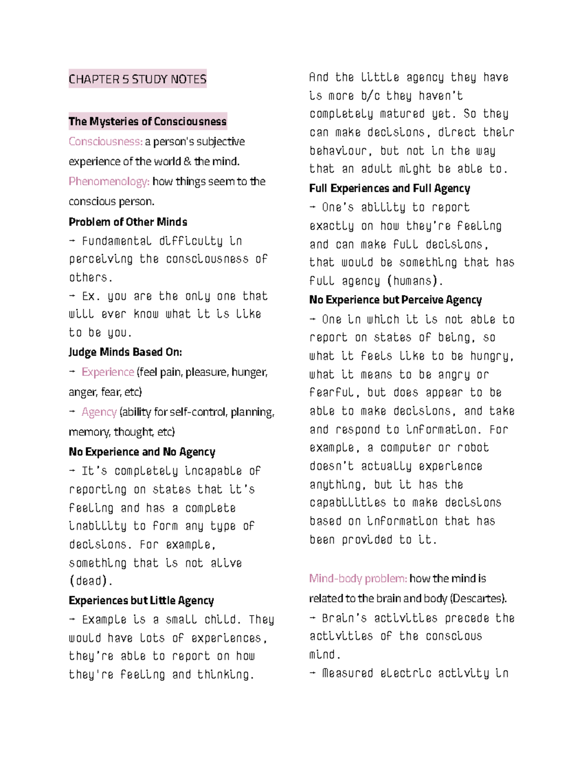 Chapter 5 Study Notes - CHAPTER 5 STUDY NOTES The Mysteries of ...
