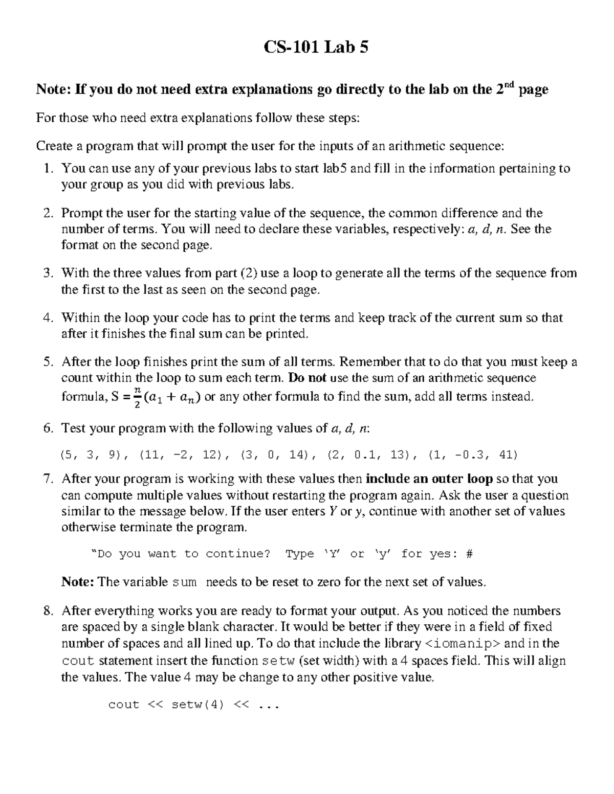 Lab-05 - These labs are a mandatory part of your grade. They are 30% of ...