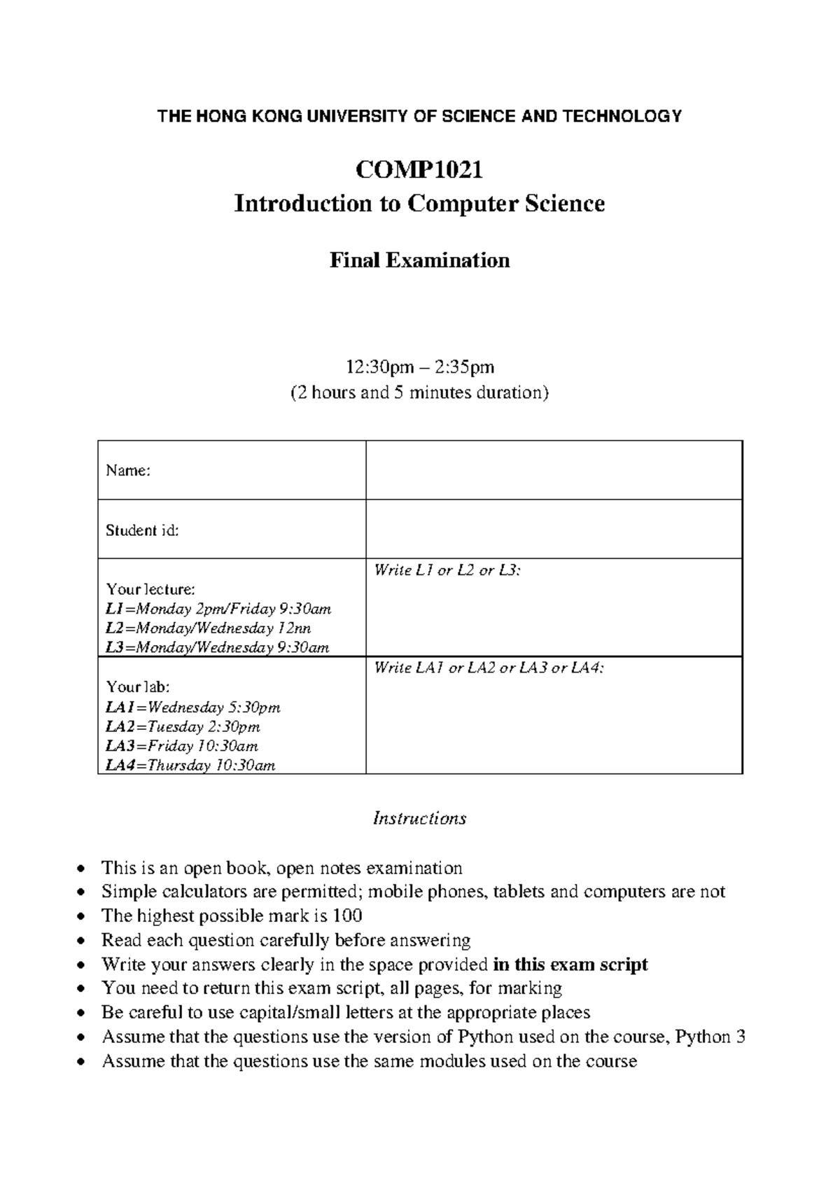 Comp1021 final pp - THE HONG KONG UNIVERSITY OF SCIENCE AND TECHNOLOGY COMP Introduction to ...