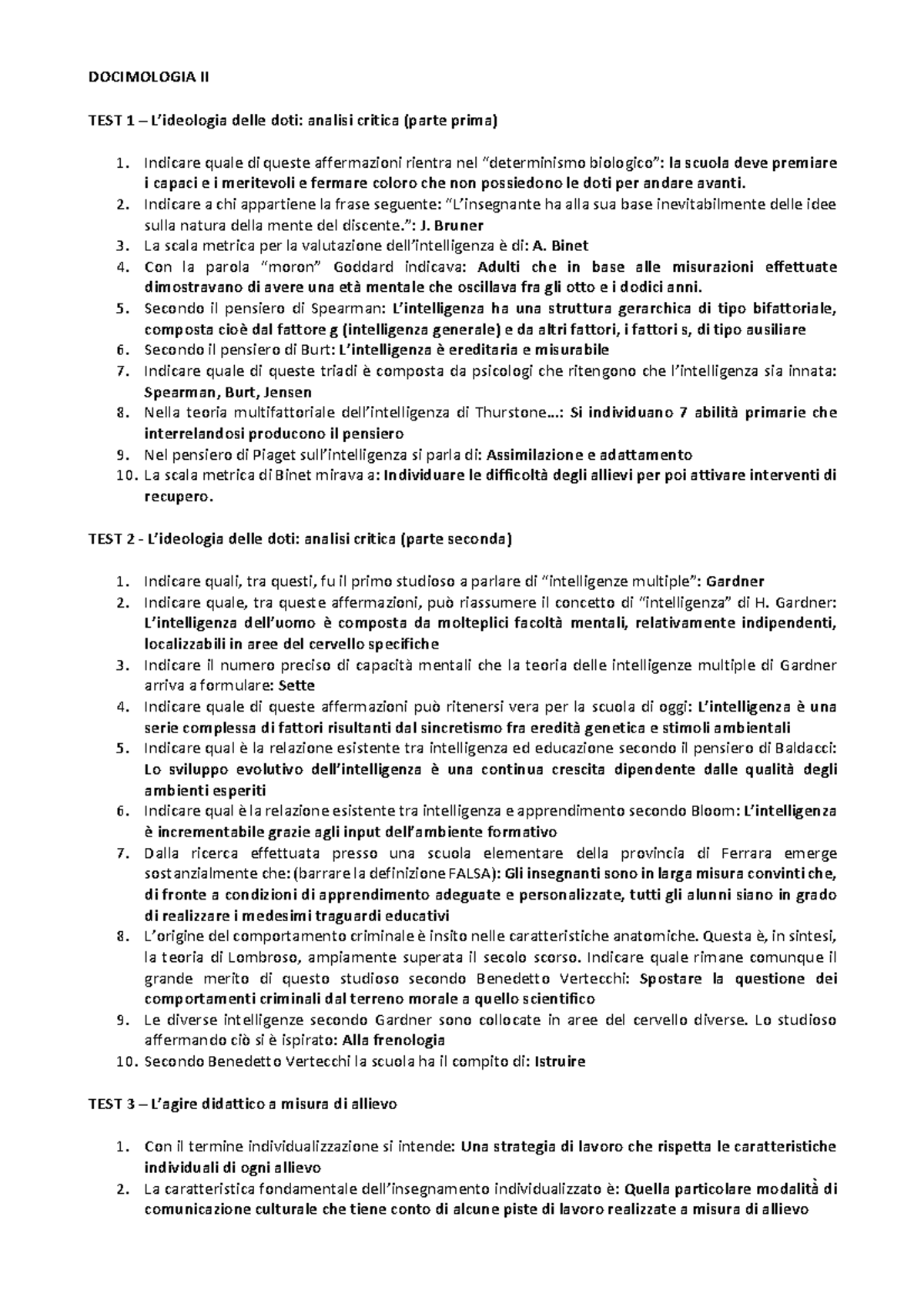 Docimologia Maristella test + fuori piattaf - DOCIMOLOGIA II TEST 1 – L ...