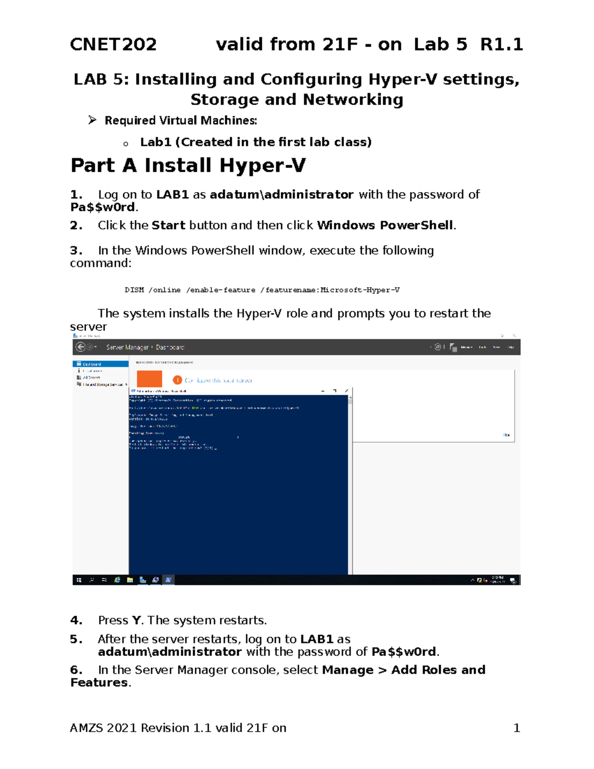 windows server LAB 5 2019 - LAB 5: Installing and Configuring Hyper-V settings, Storage and ...