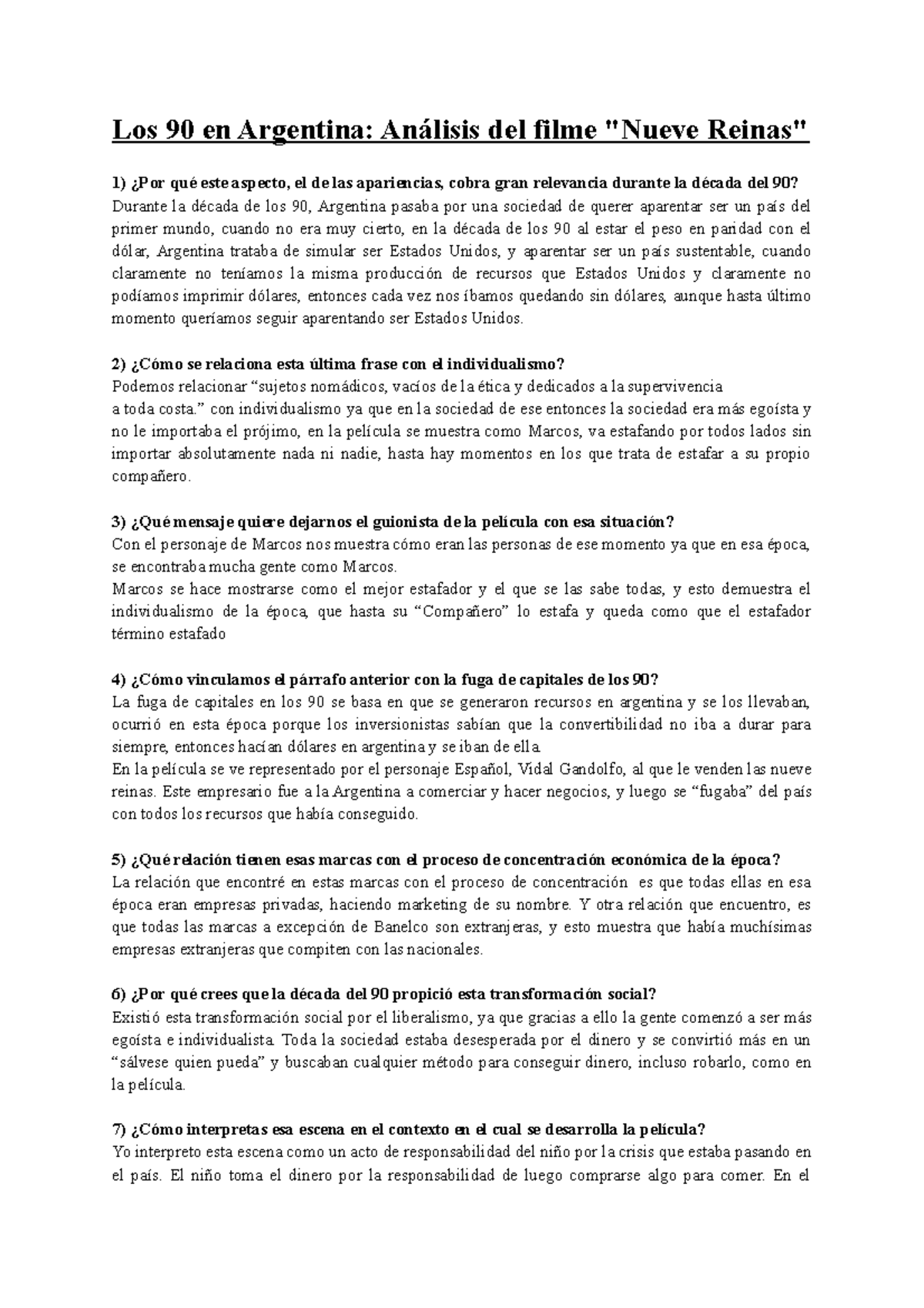 Copia de Los 90 en Argentina Análisis del filme Nueve Reinas - Los 90 ...
