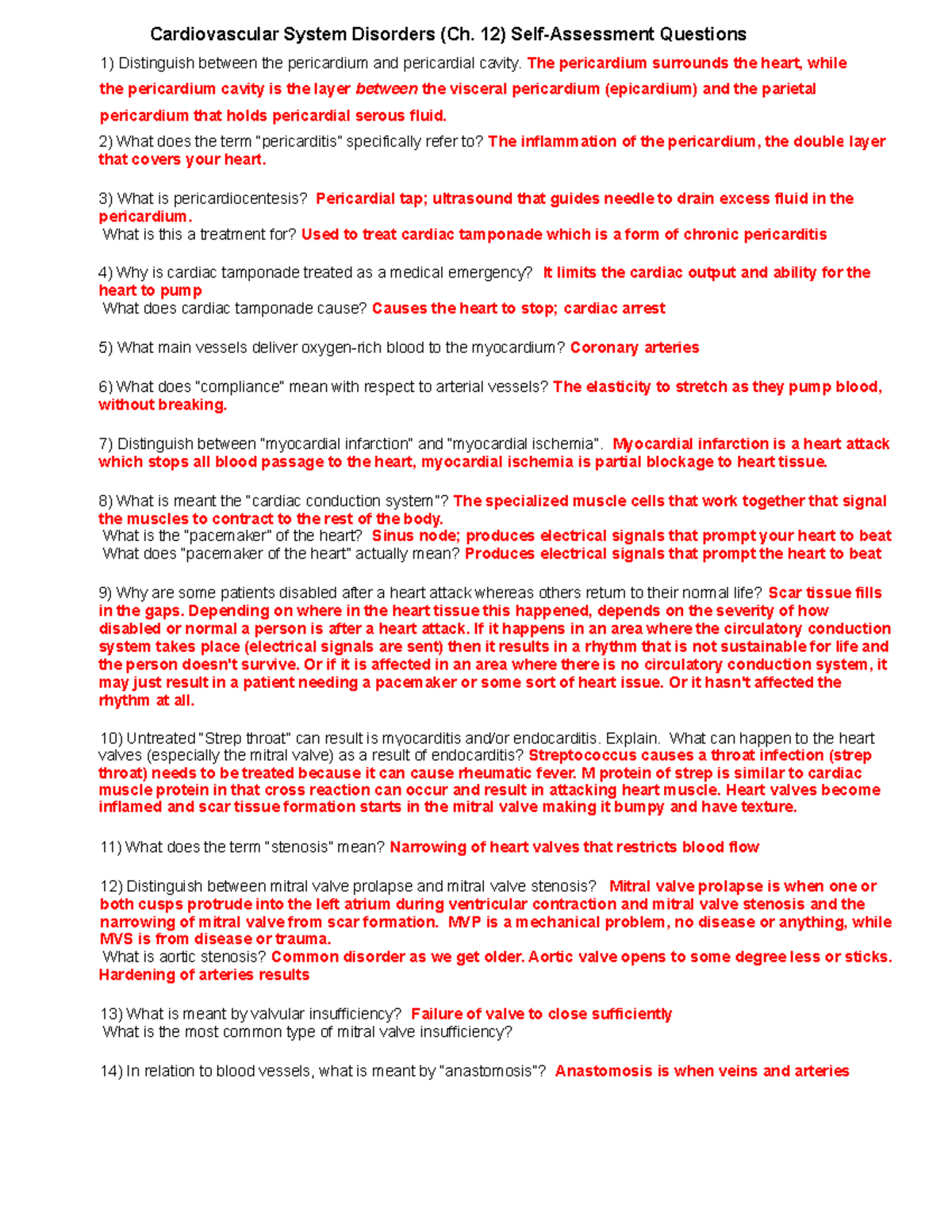 Cardiovascular System Disorders (Practice Test Questions ...