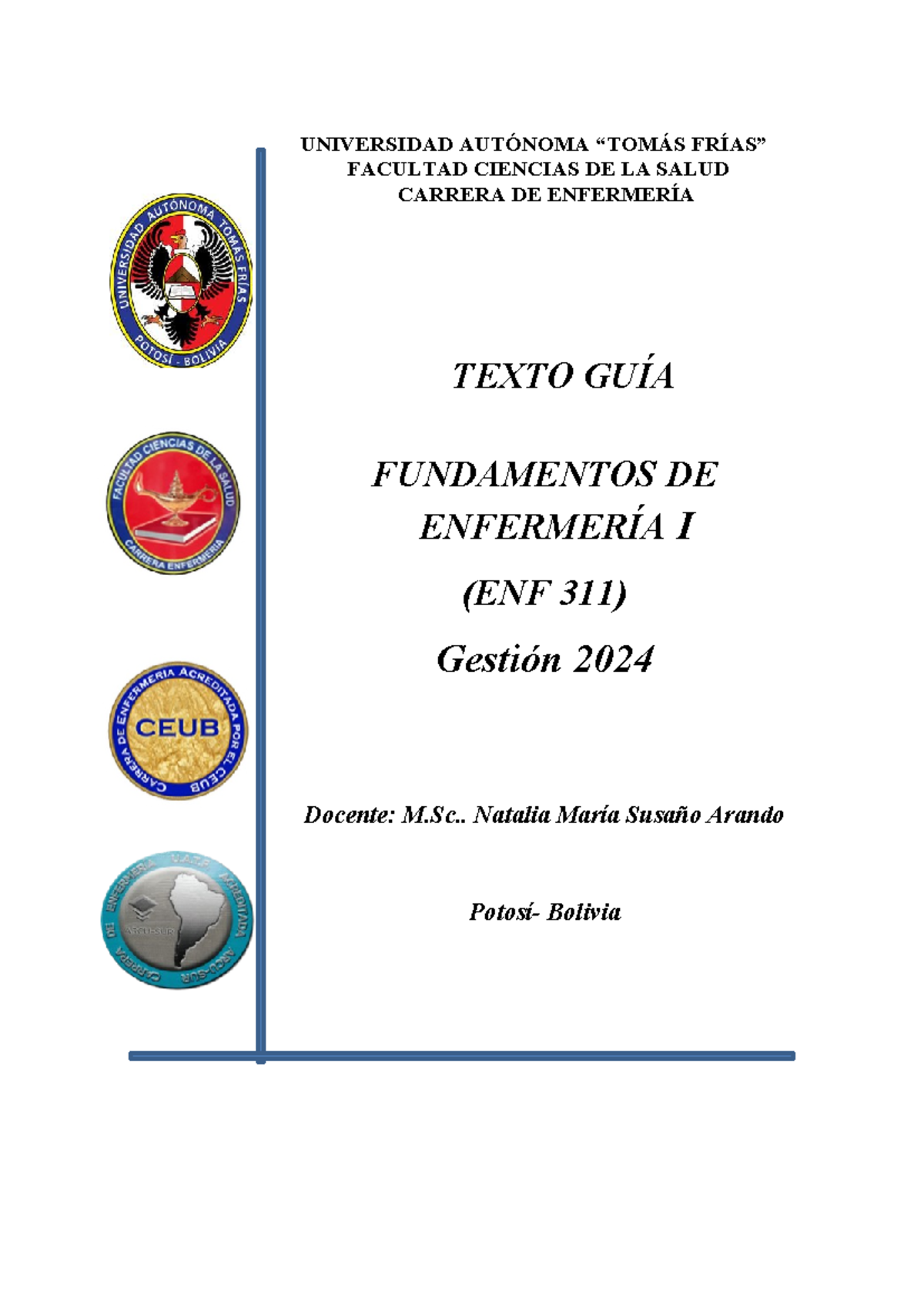 Caratula Texto Teorico 2024 - UNIVERSIDAD AUTÓNOMA “TOMÁS FRÍAS ...