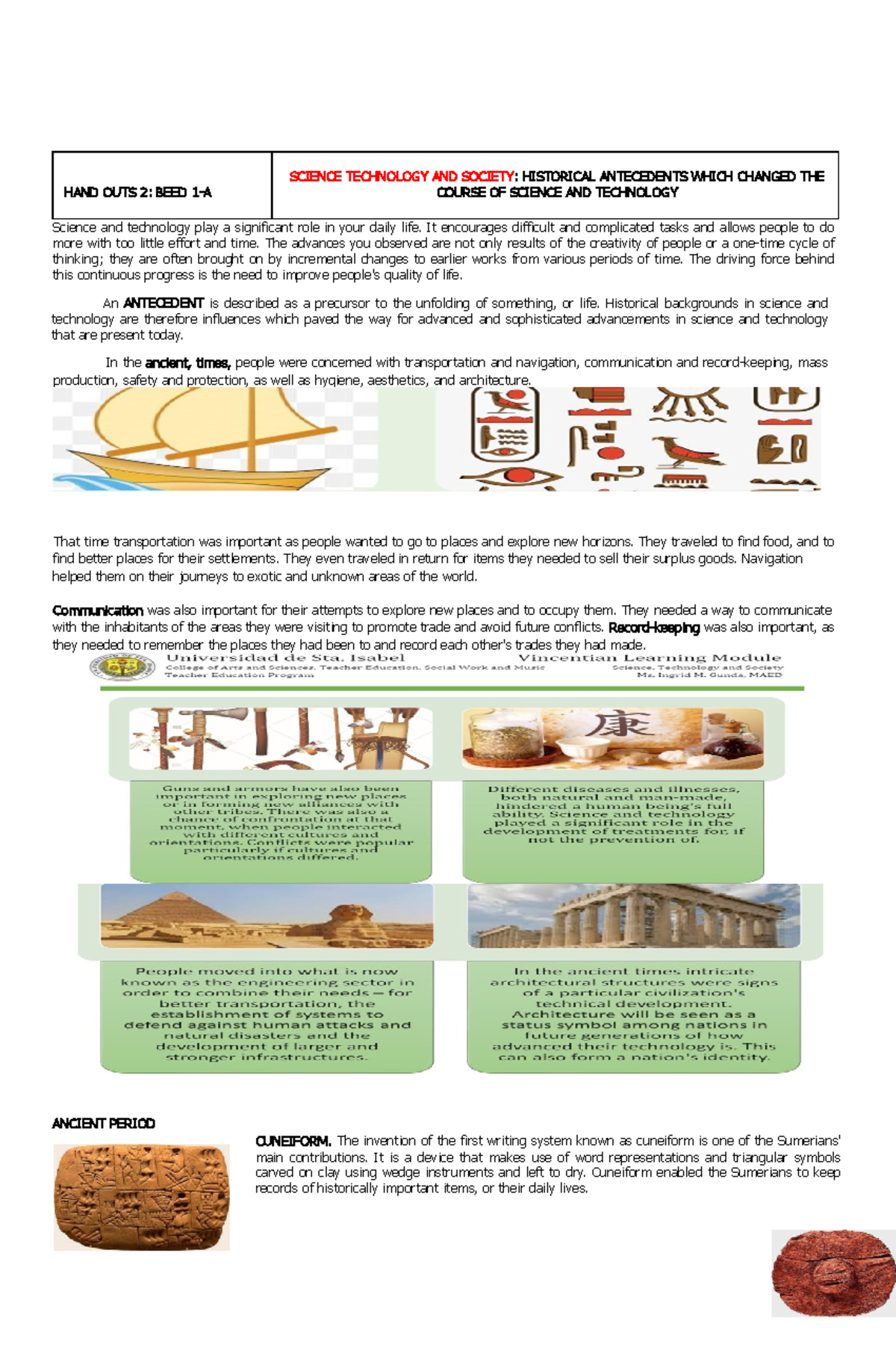 HAND OUTS 2 STS BEED 1A - Lecture - HAND OUTS 2 : BEED 1 - A SCIENCE ...