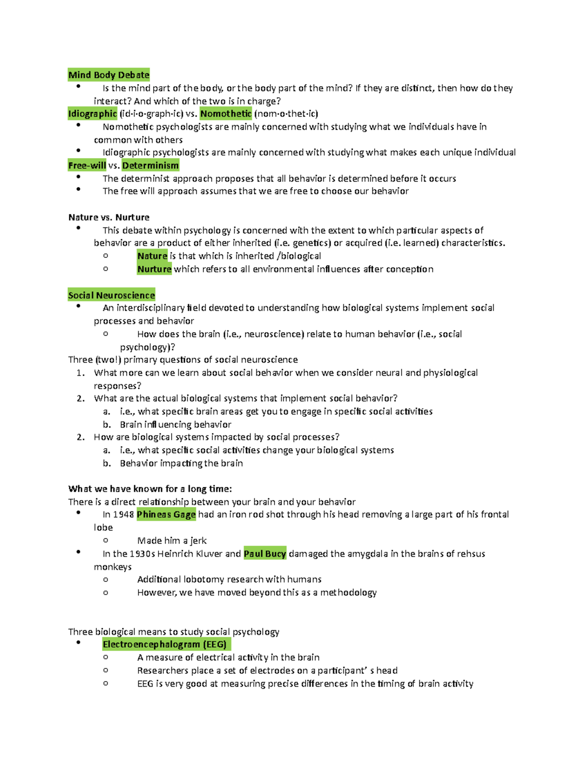Social Neuroscience - Mind Body Debate Is the mind part of the body, or ...