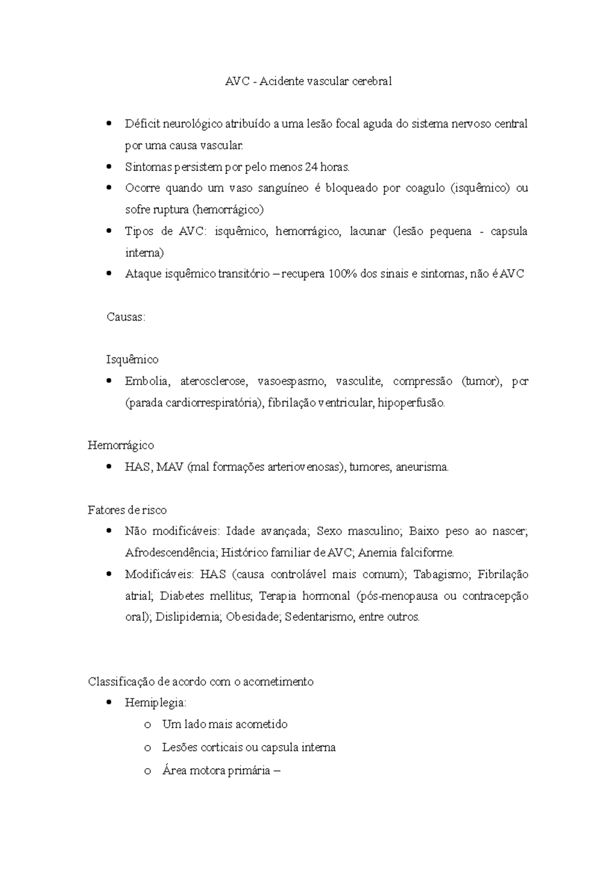 AVC - protocolo de atendimento para AVC - AVC - Acidente vascular ...