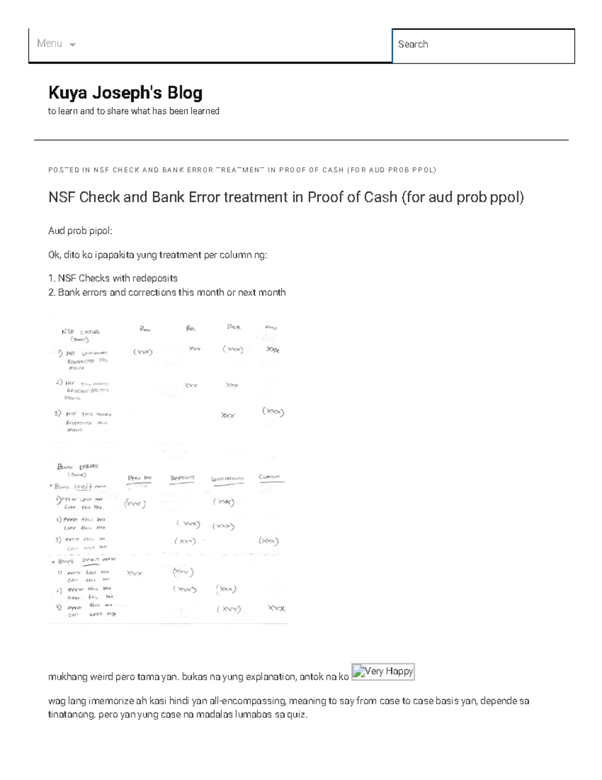 NSF Check and Bank Error Treatment in Proof of Cash - Menu Search Kuya ...