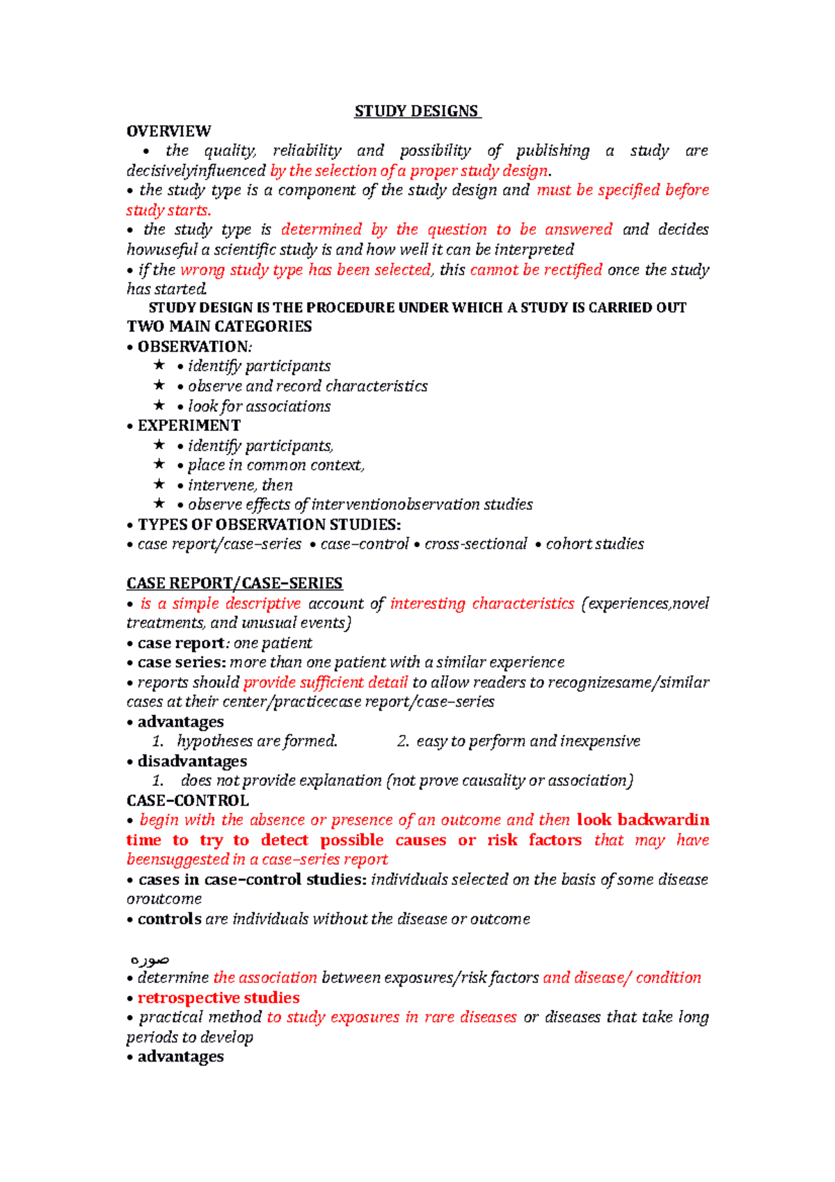 Document - Lectures note - STUDY DESIGNS OVERVIEW the quality ...