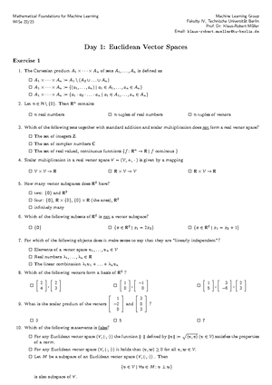 EX2 Matrices - aufgabe - Mathematical Foundations for Machine Learning ...