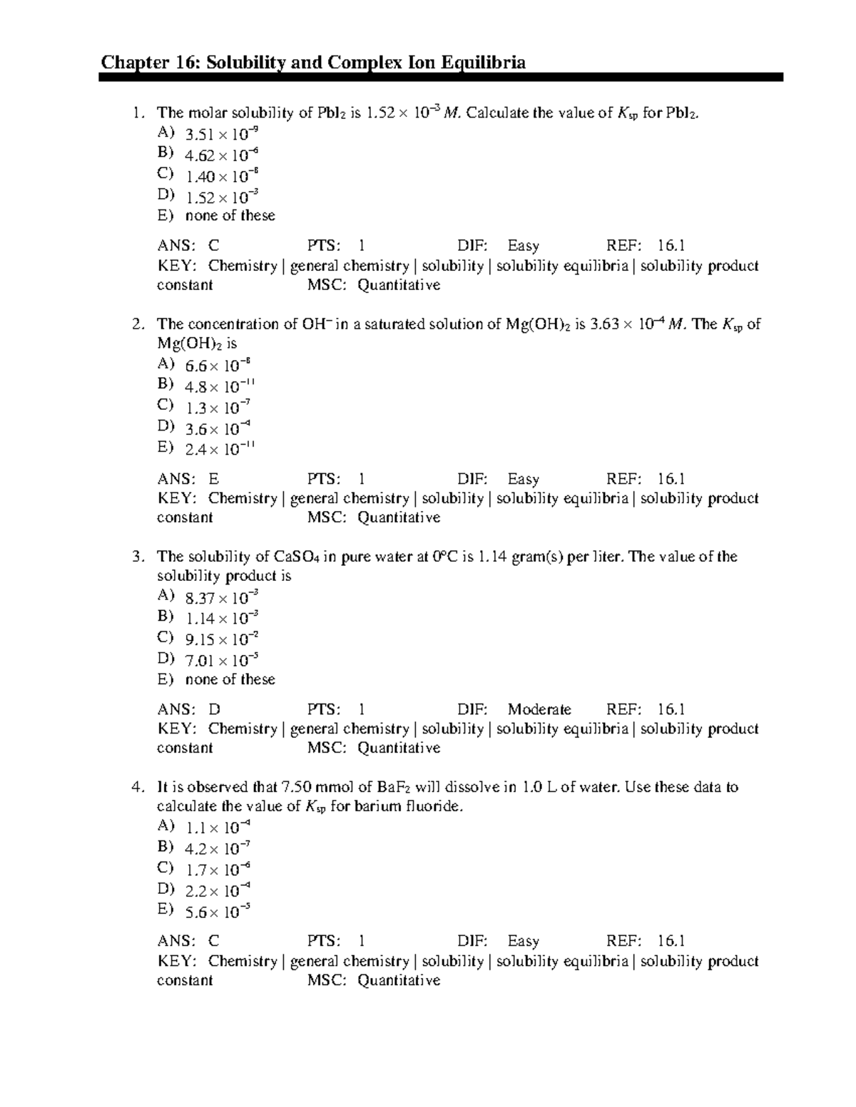 PDFen 3 - Sociology questions - Chapter 16: Solubility and Complex Ion ...