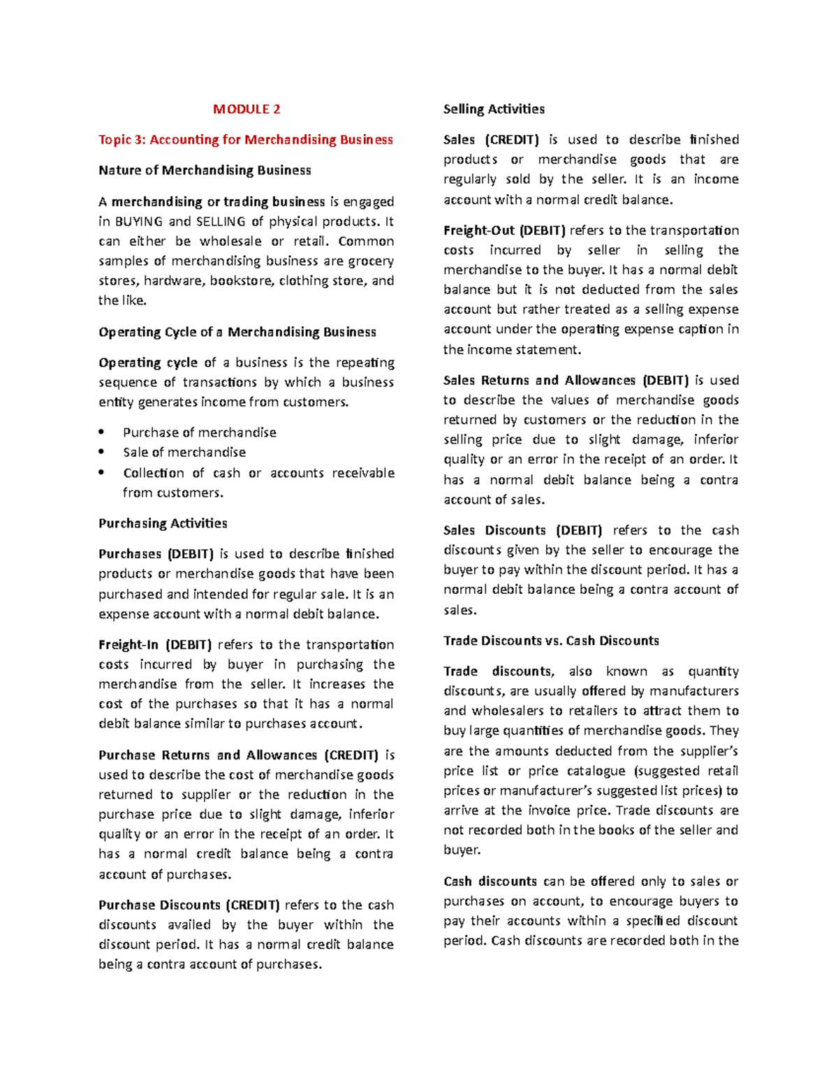 Notes (Module 2) - Financial Accounting and Reporting (ACT103) - MODULE ...