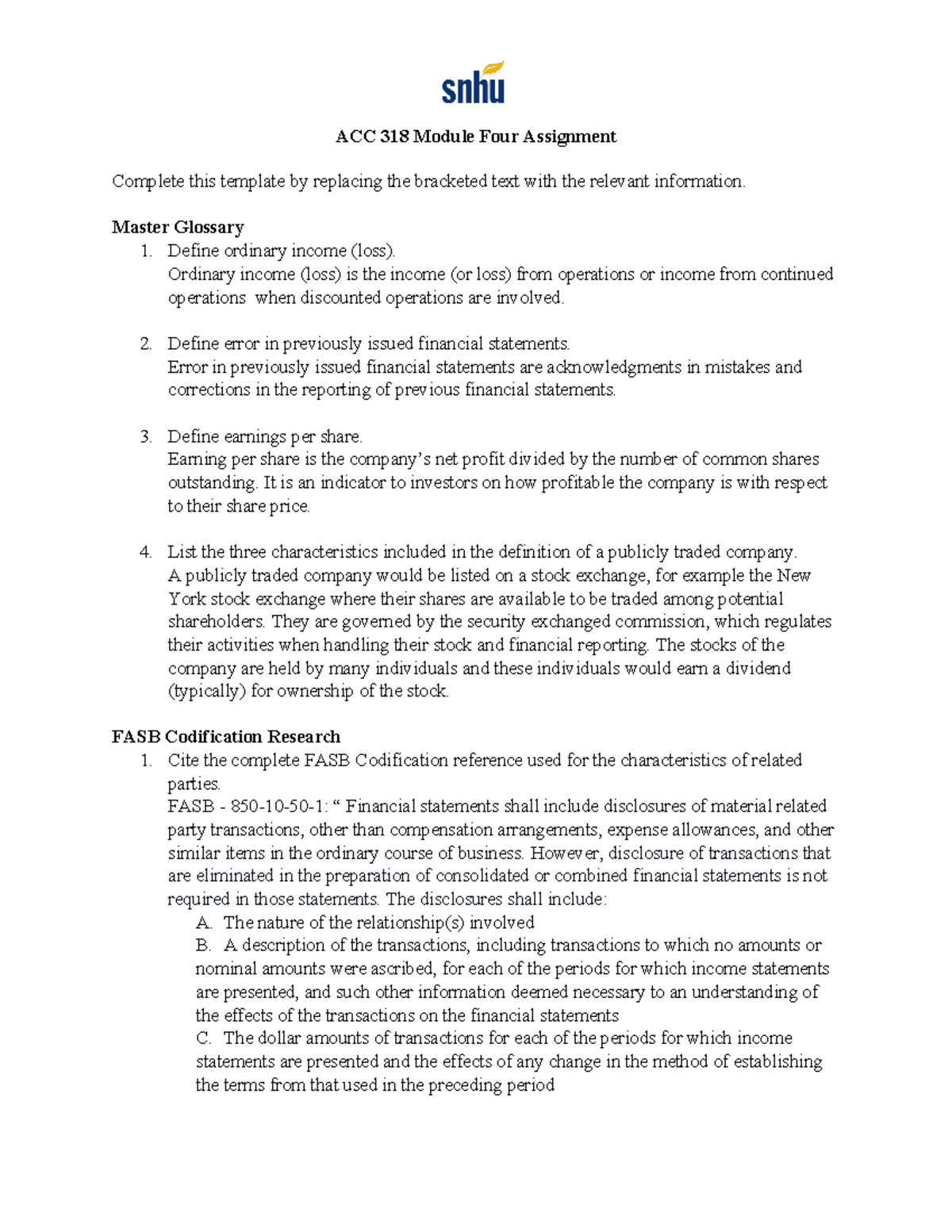 ACC 318 Module Four Assignment - ACC 318 Module Four Assignment ...