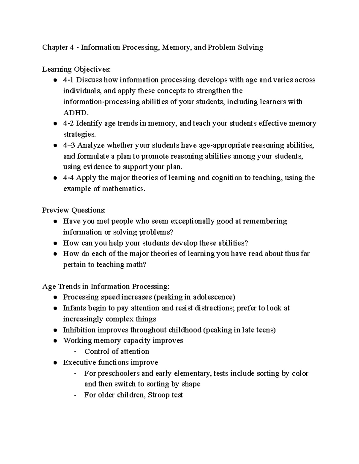 Child Development Chapter 4 - Chapter 4 Information Processing, Memory ...