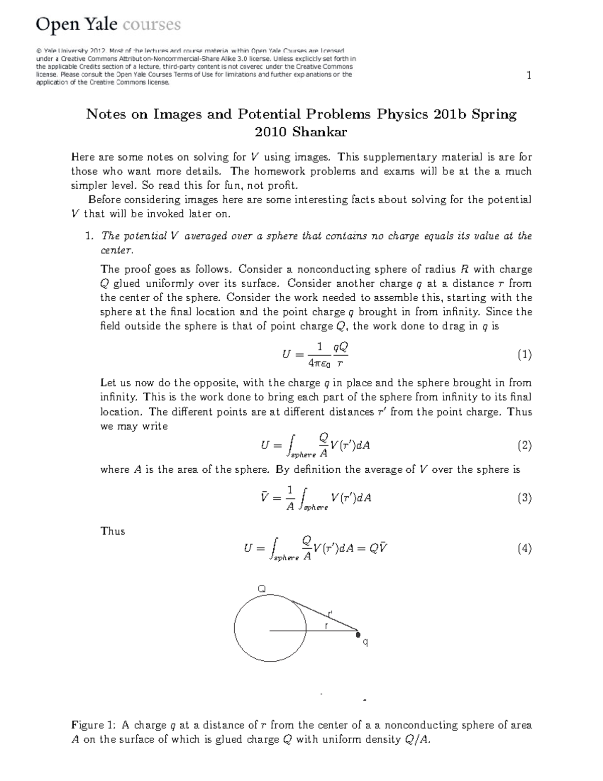 Lecture notes on images and potential problems physics - 1 Notes on ...