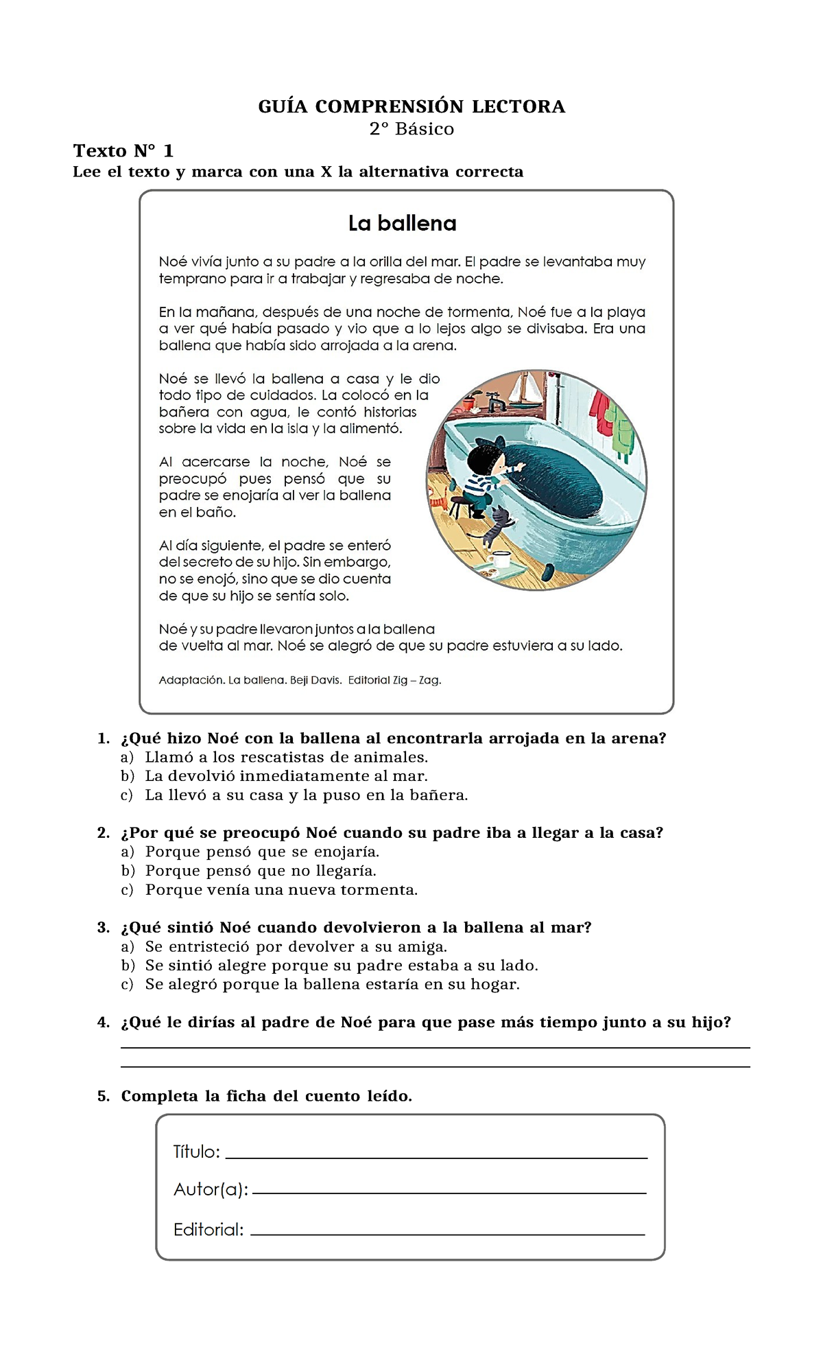 Guía Comprensión Lectora 2° Básico (2) 22 octubre - Texto N° 1 GUÍA COMPRENSIÓN LECTORA 2 ...