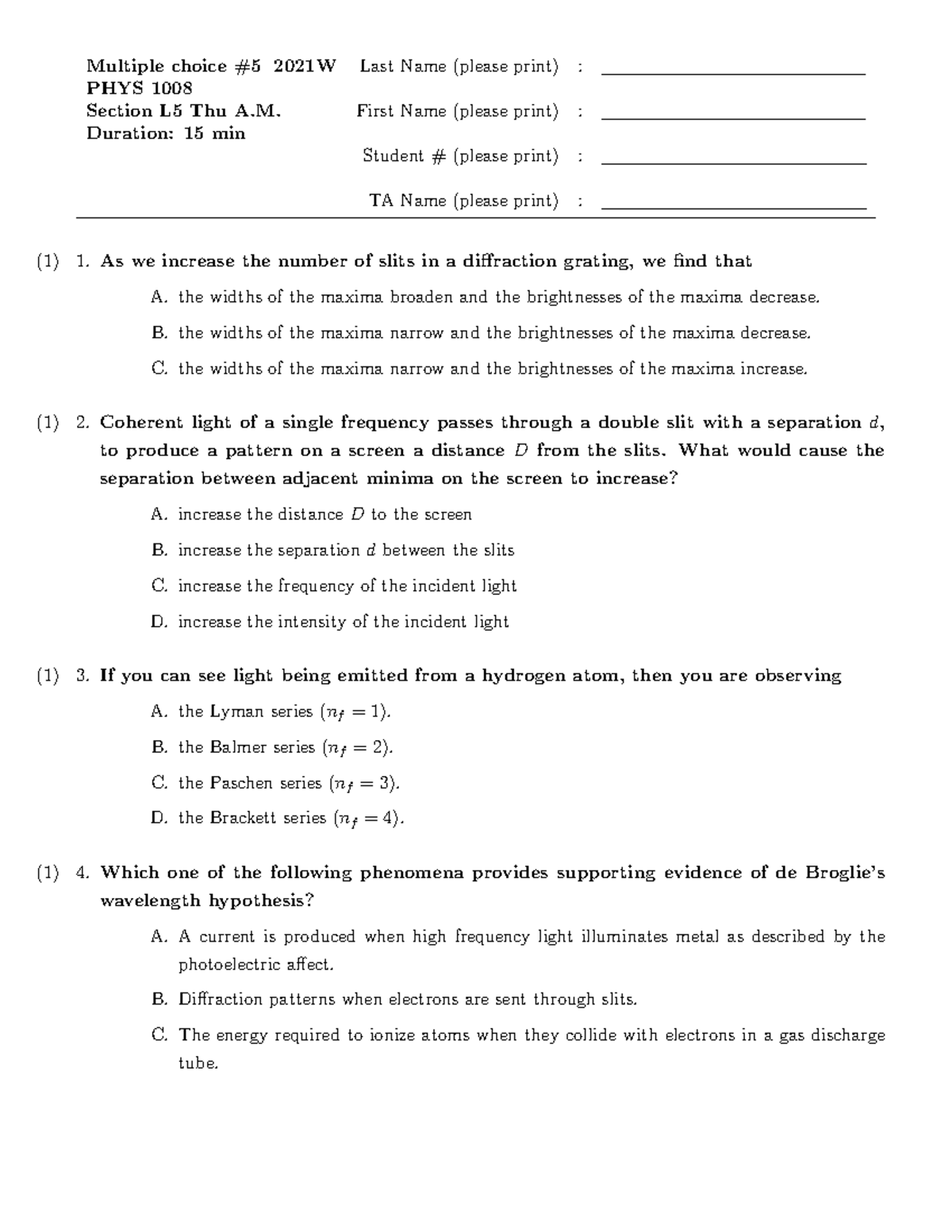 MC section 5 - Lecture notes 6 - Multiple choice #5 2021W Last Name ...