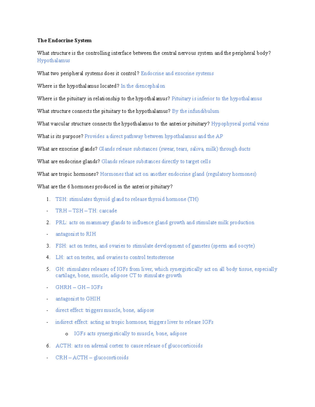 Endocrine Review Questions - The Endocrine System What structure is the ...