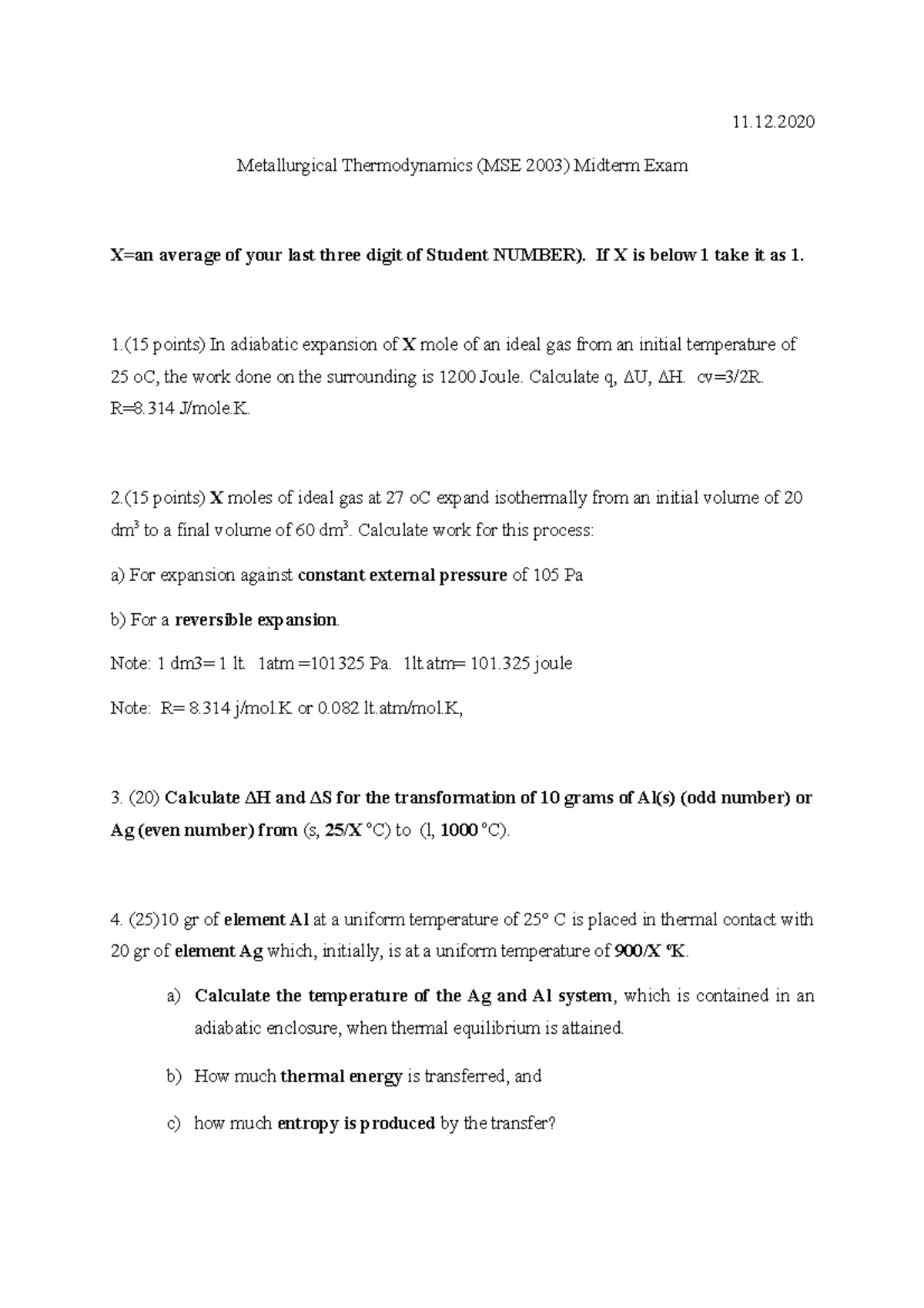 Mse2003 midterm 2020 - statik problems - 11. Metallurgical ...