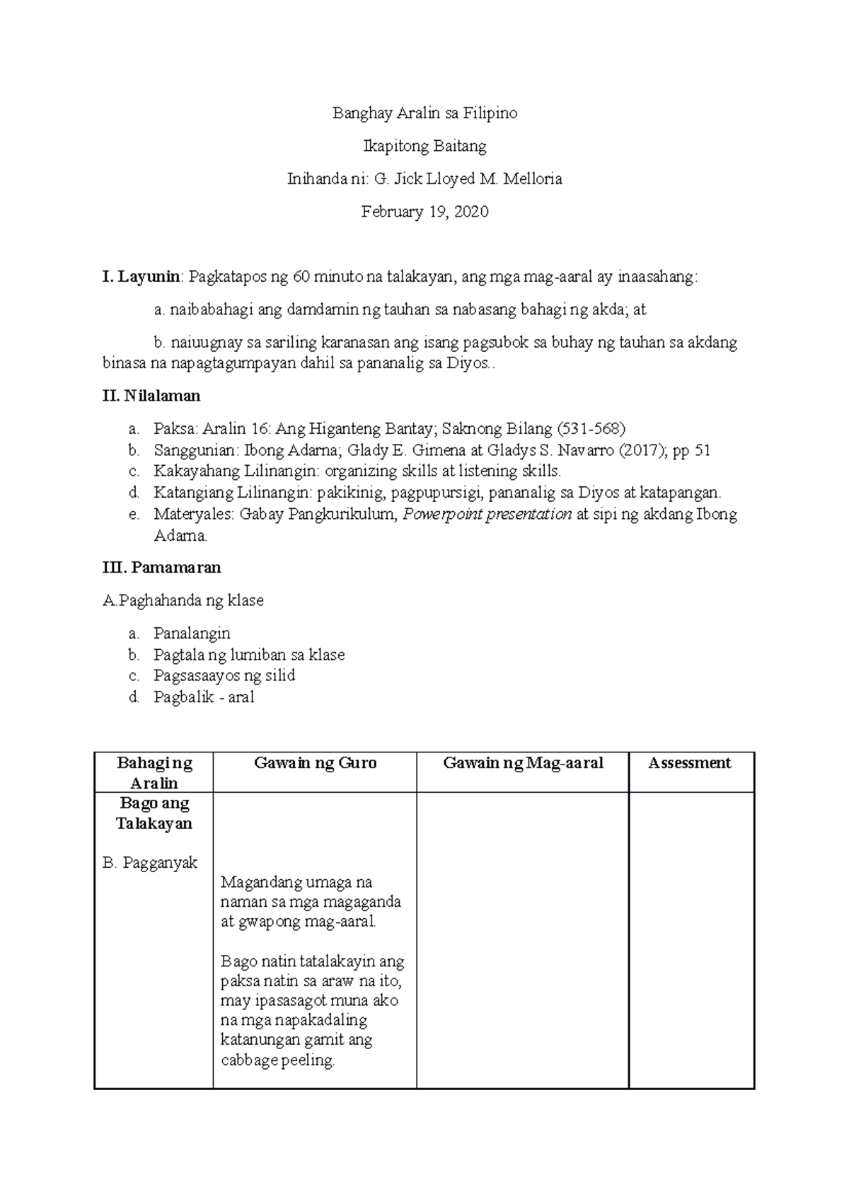 Aralin 19 - Ang Higanteng Bantay - Banghay Aralin sa Filipino Ikapitong ...