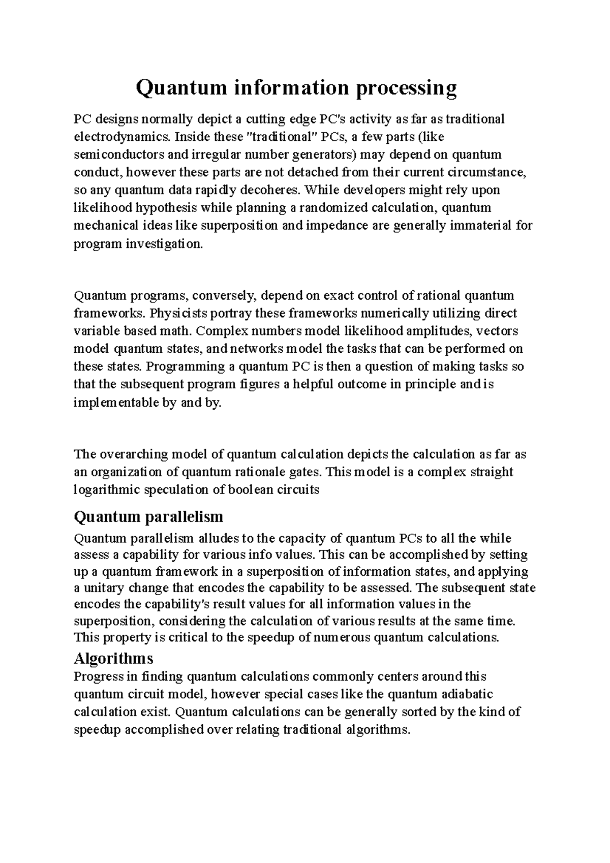 Quantum information processing - Inside these "traditional" PCs, a few ...