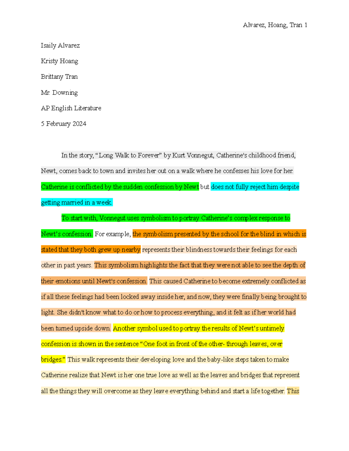 Vonnegut Group Essay - Alvarez, Hoang, Tran 1 Isaily Alvarez Kristy ...