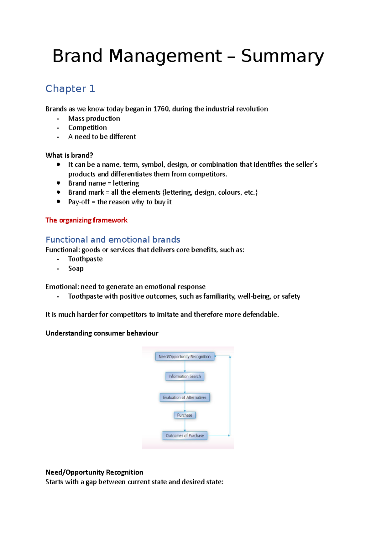 Brand Management - Summary - Brand Management – Summary Chapter 1 ...