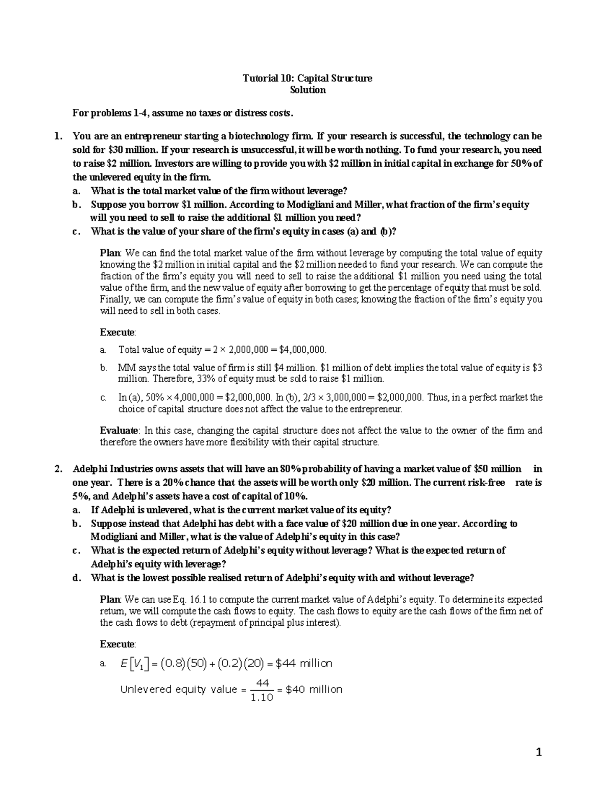 10 Capital Structure solution - Warning: TT: undefined function: 32 ...