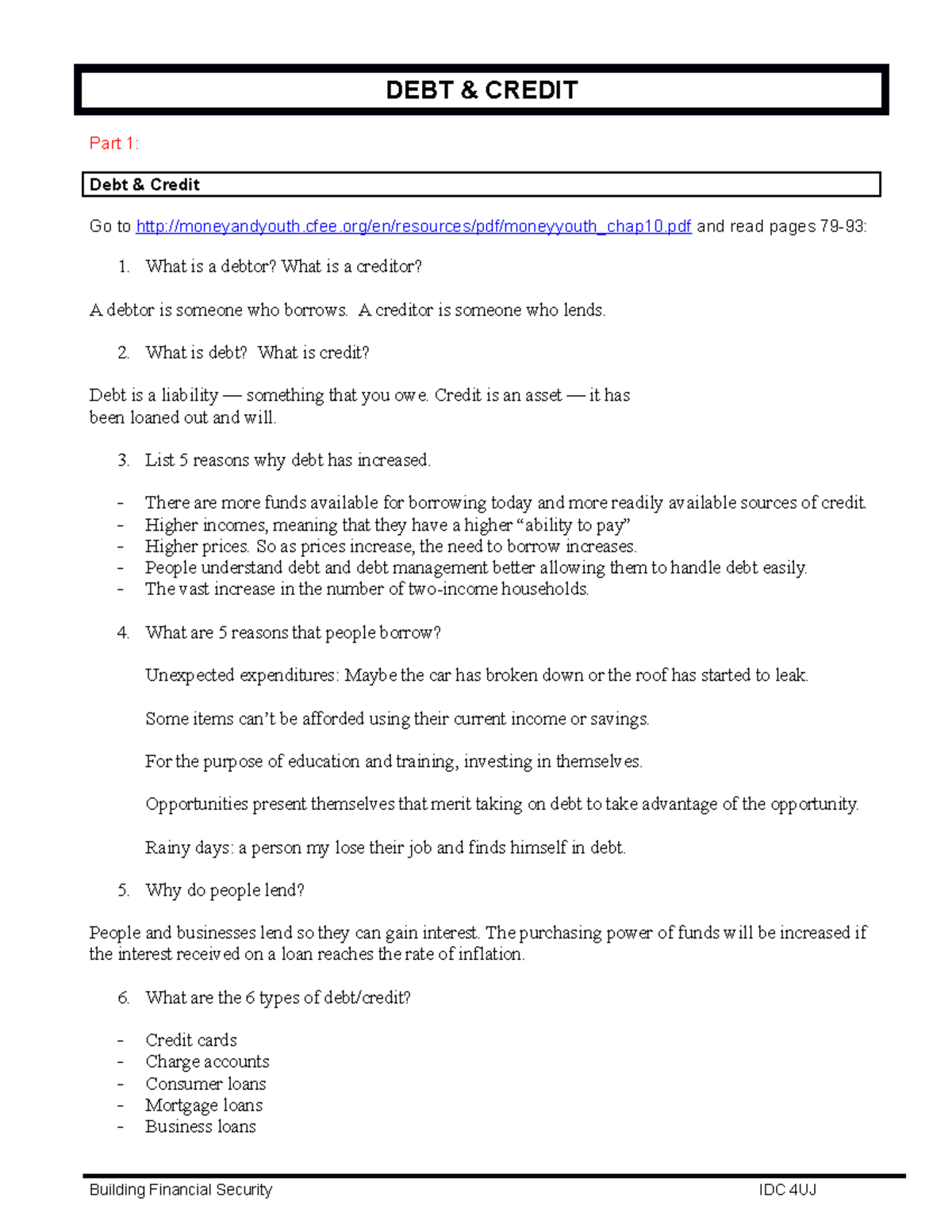 07 Debt and Credit Activity V 3 oji - Econ 326 - McGill - Studocu