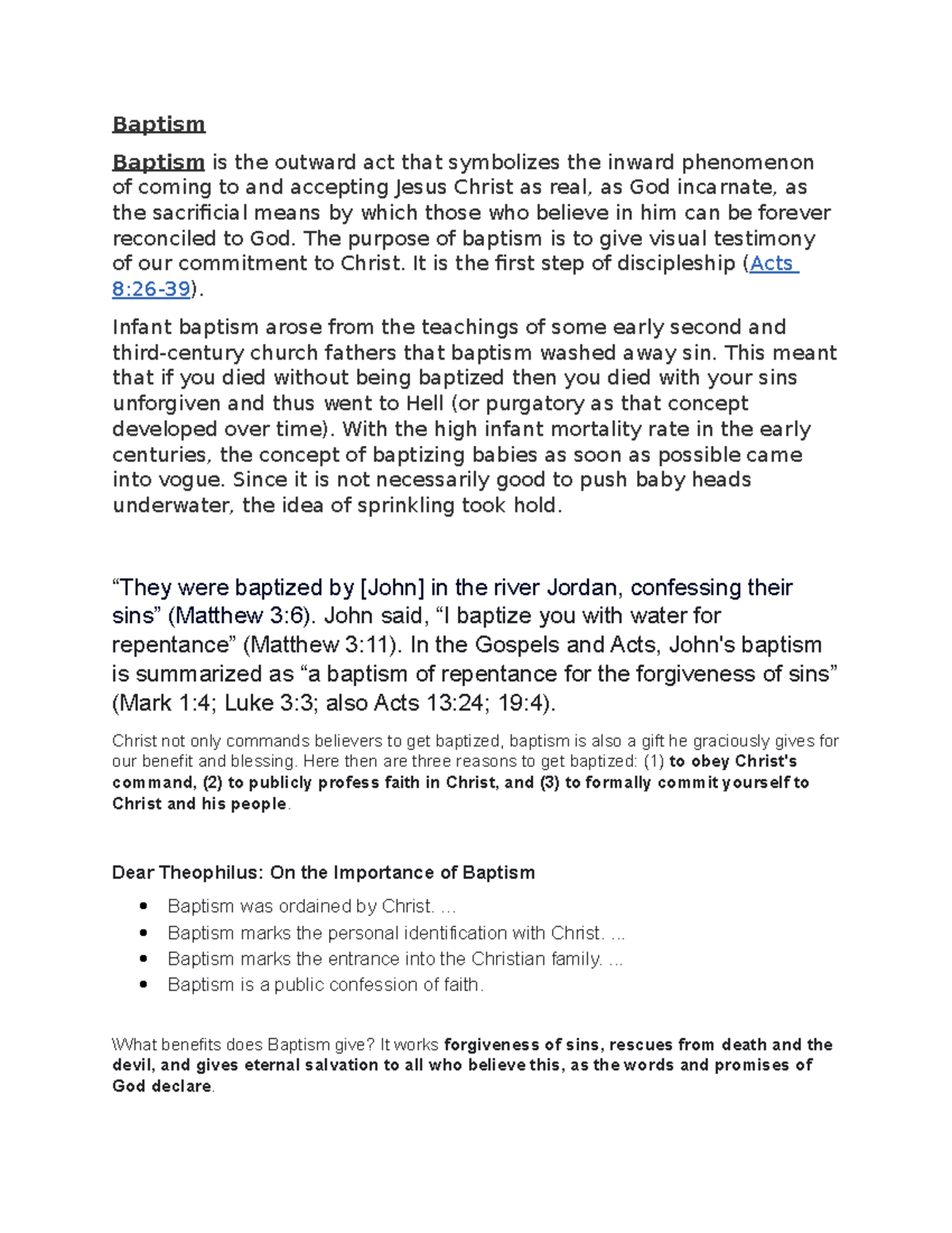 Sacrament of Baptism - Baptism Baptism is the outward act that ...