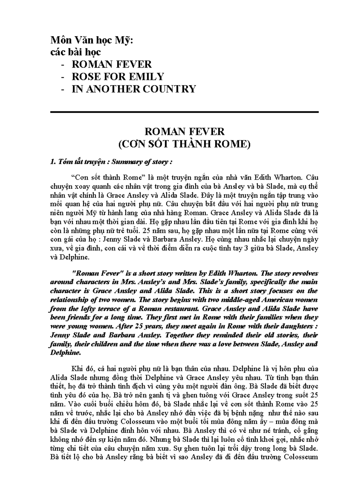 123doc on thi tot nghiep cu nhan anh van mon van hoc my - Môn Văn học Mỹ: các bài học - ROMAN ...