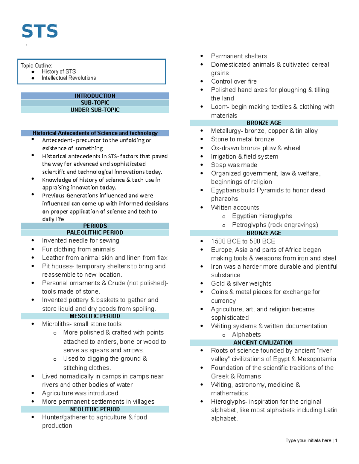 STS - Science Technology and Society - STS Topic Outline: History of ...