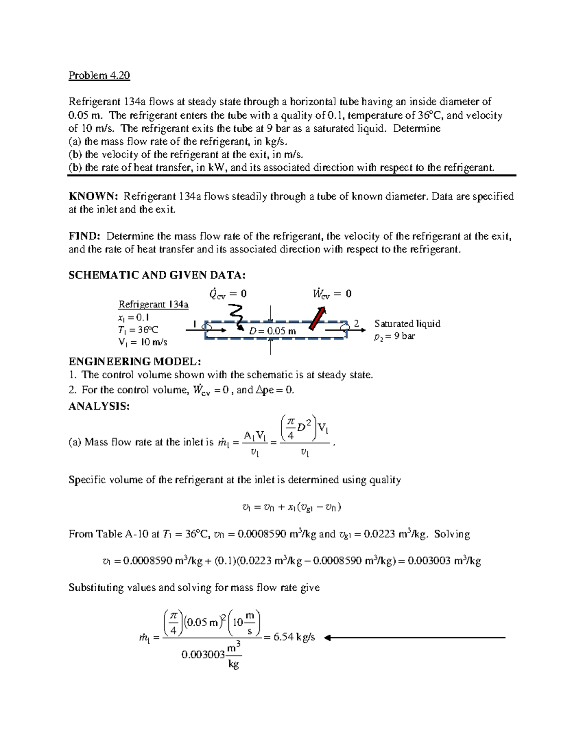 Sm9e 4 20 - practice problem 2-chapter 4 - Problem 4. Refrigerant 134a ...